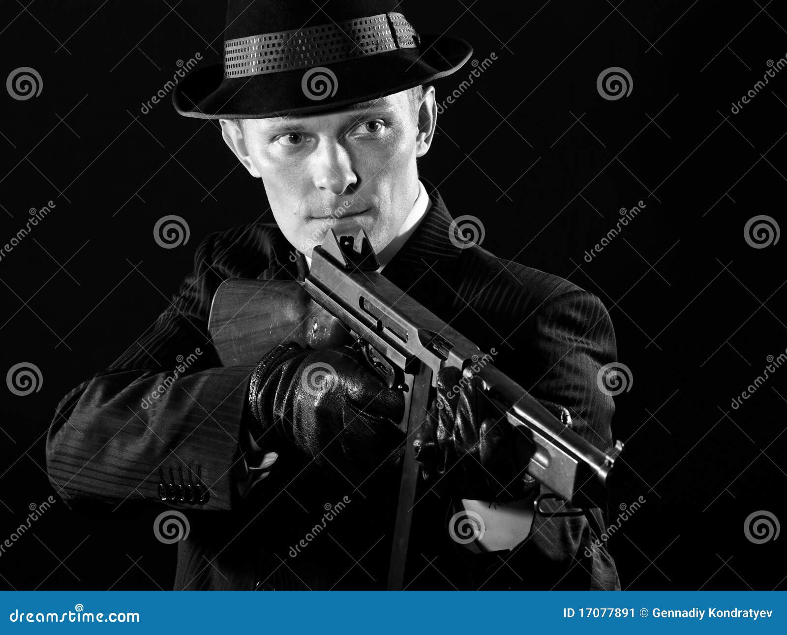 Comme Un Bandit De Chicago En Noir Et Blanc Image stock - Image du ...