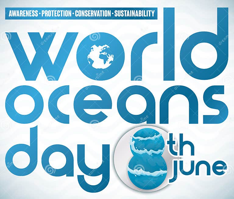 Commemorative Design With Precepts And Date For World Oceans Day
