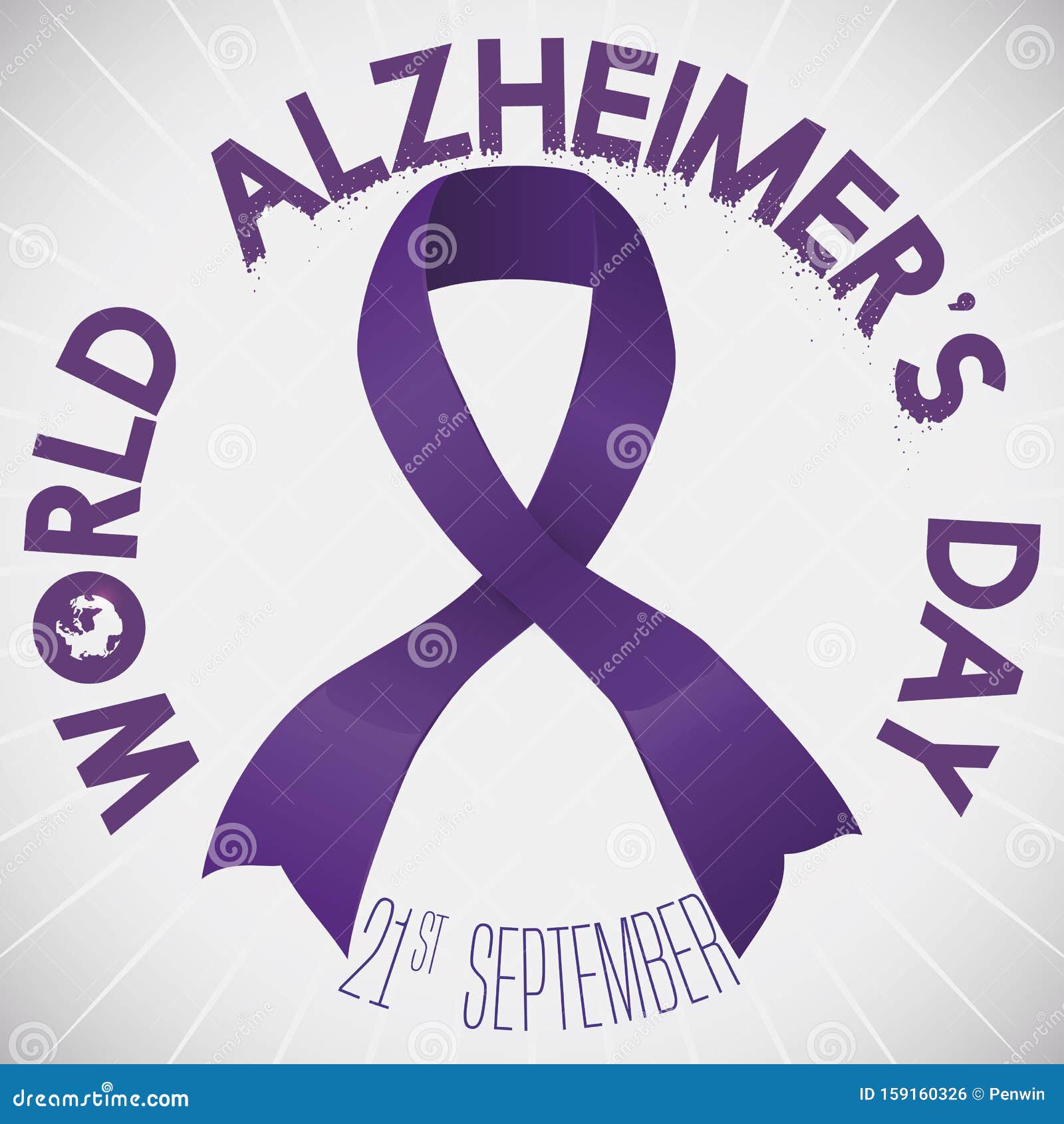 Commemorative Purple Ribbon To Celebrate World Alzheimer`s Day Vector