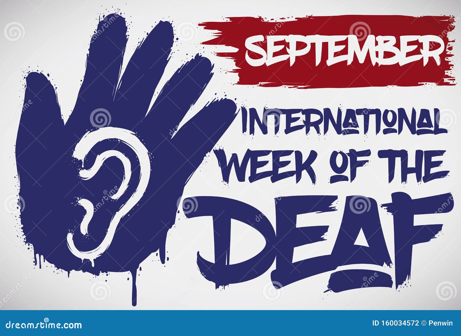 Graffiti with Hand and Ear for Week of the Deaf, Vector Illustration ...