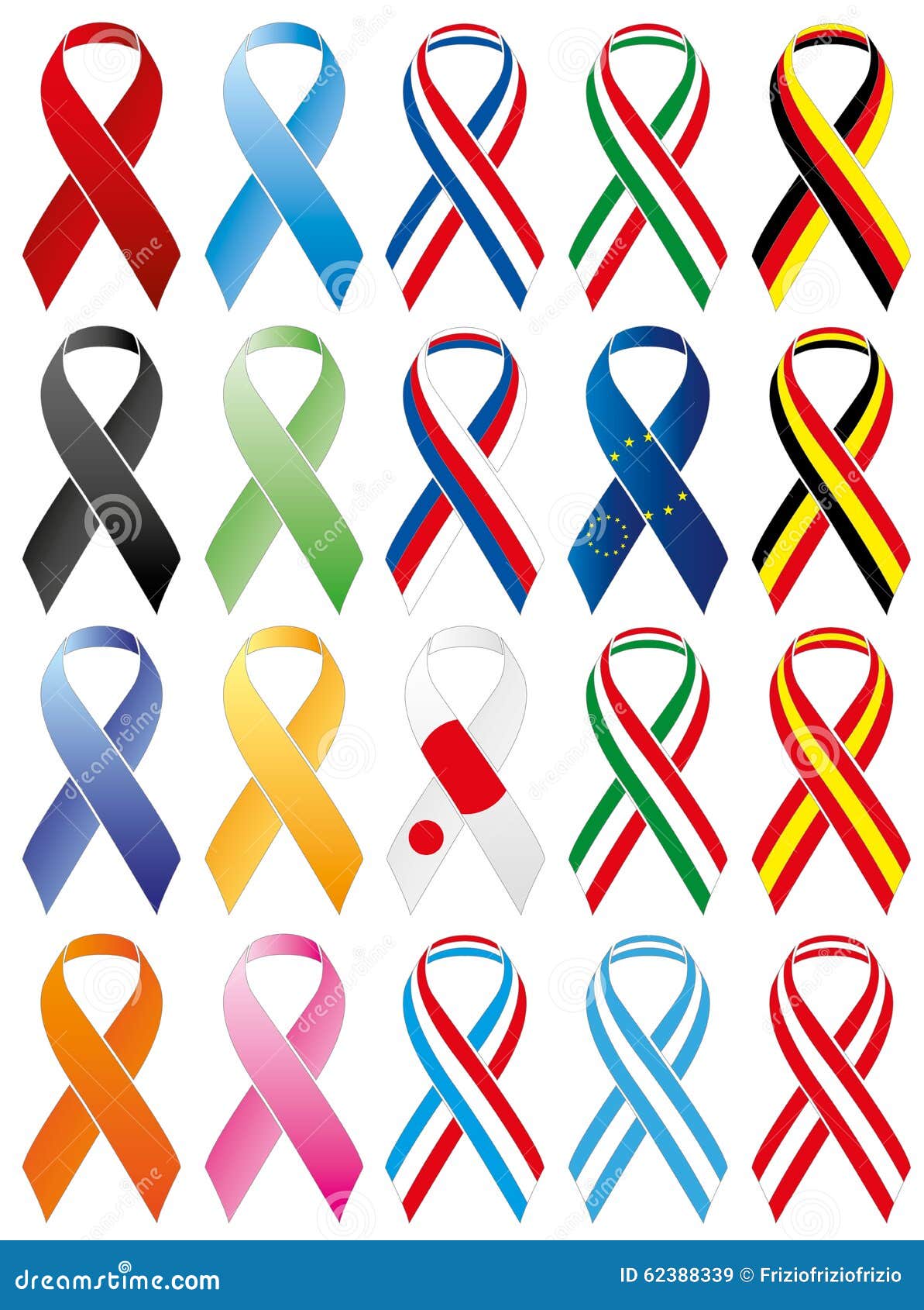 Commemorative Ribbons, Coloured and with Flags Stock Illustration ...