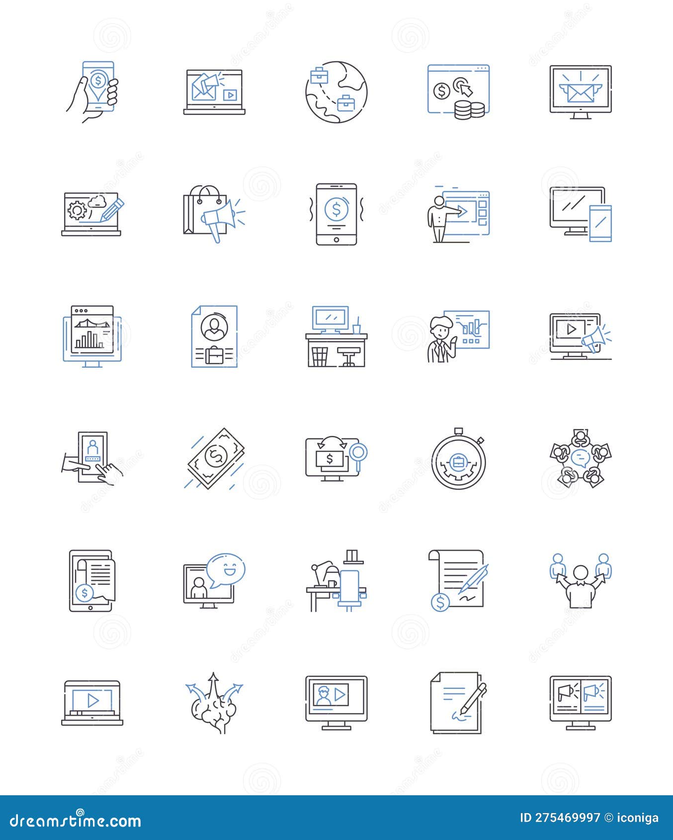 Commencing Operations Line Icons Collection. Begin, Launch, Start ...