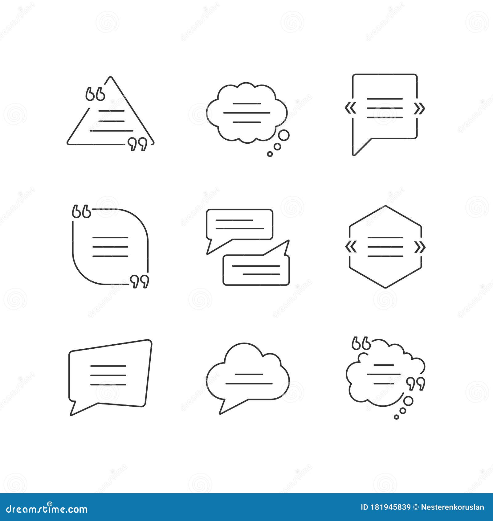 Comment Box Pixel Perfect Linear Icons Set Stock Vector - Illustration ...
