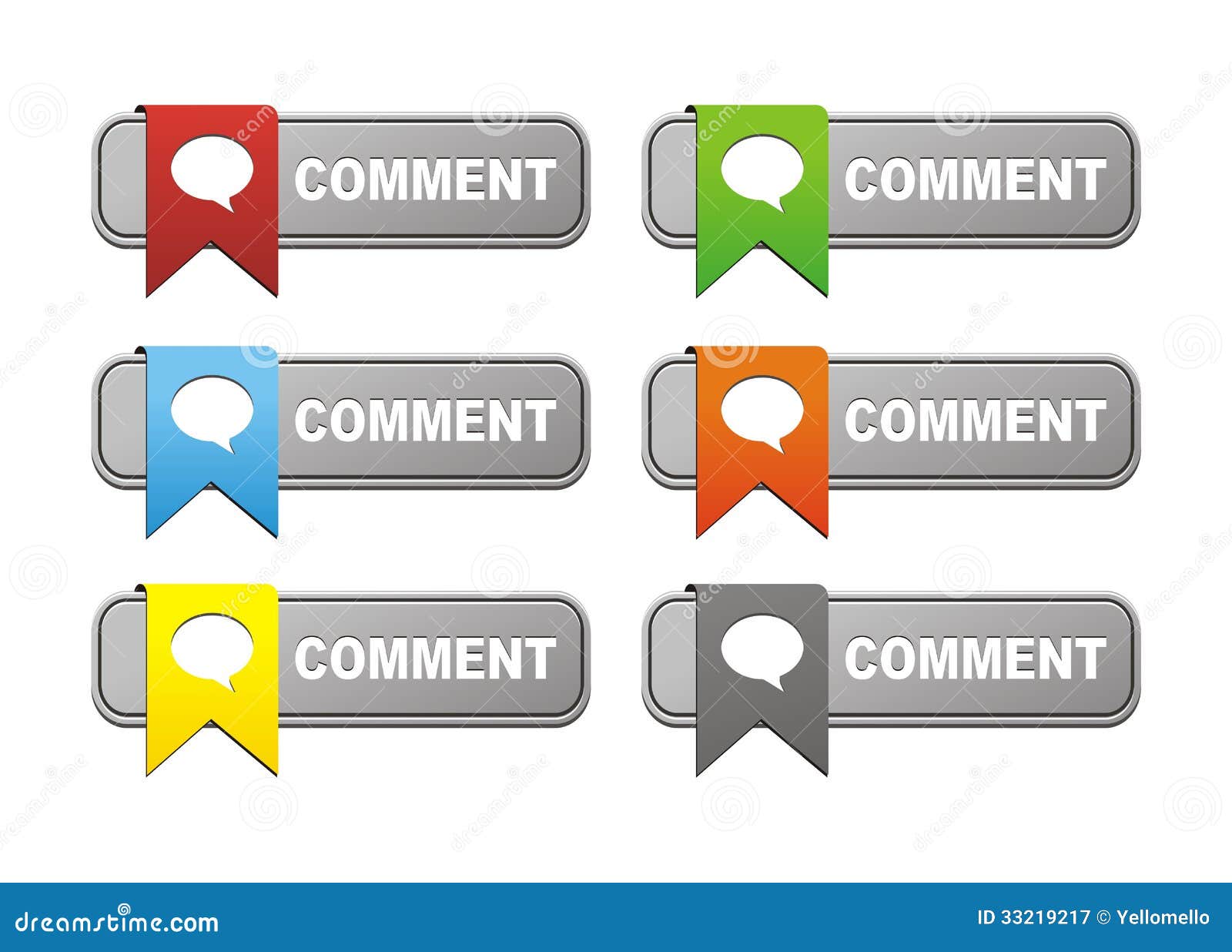 Comment Buttons with Ribbon Stock Illustration - Illustration of ...