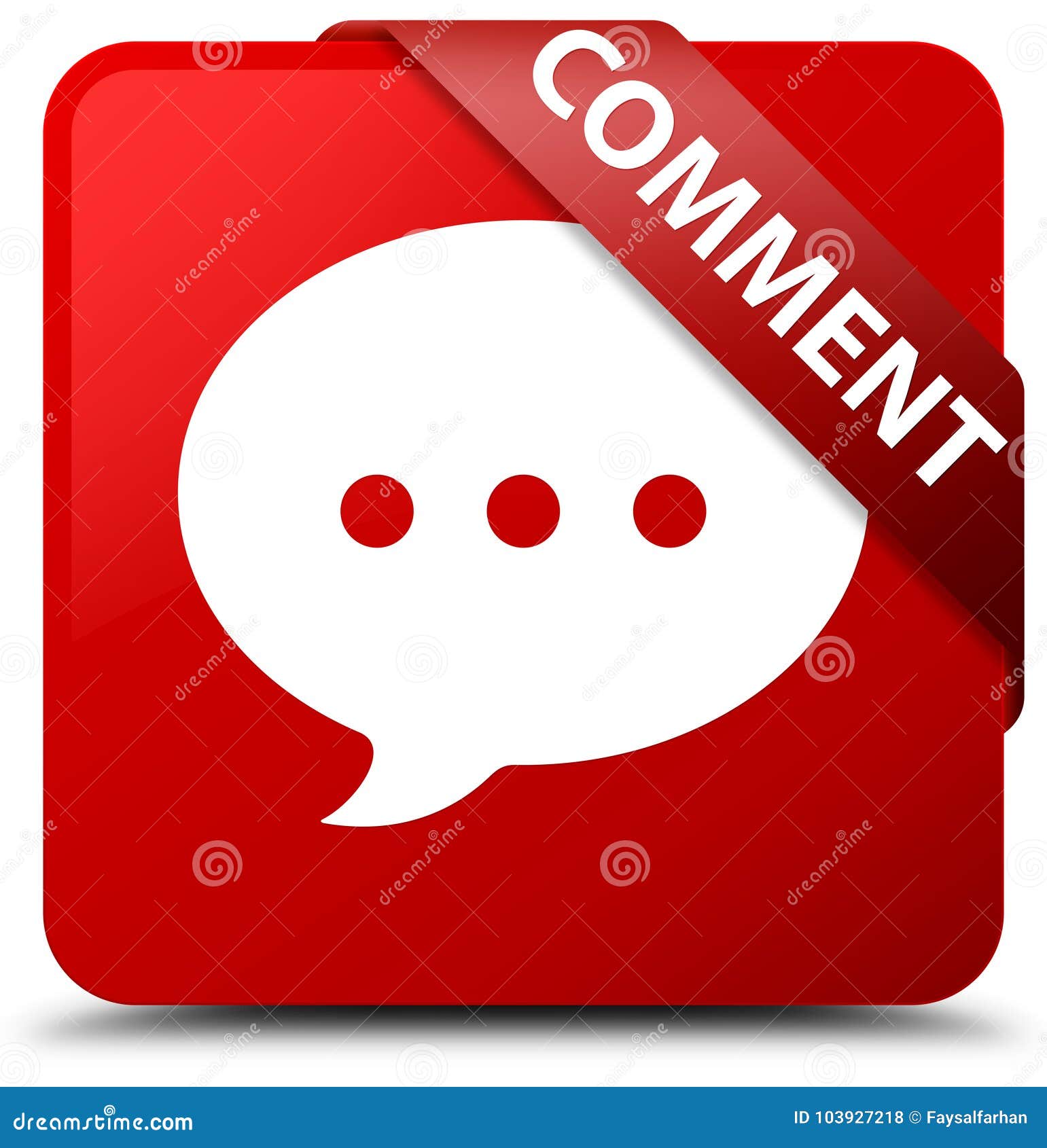 Comment (conversation Icon) Red Square Button Red Ribbon in Corn Stock ...