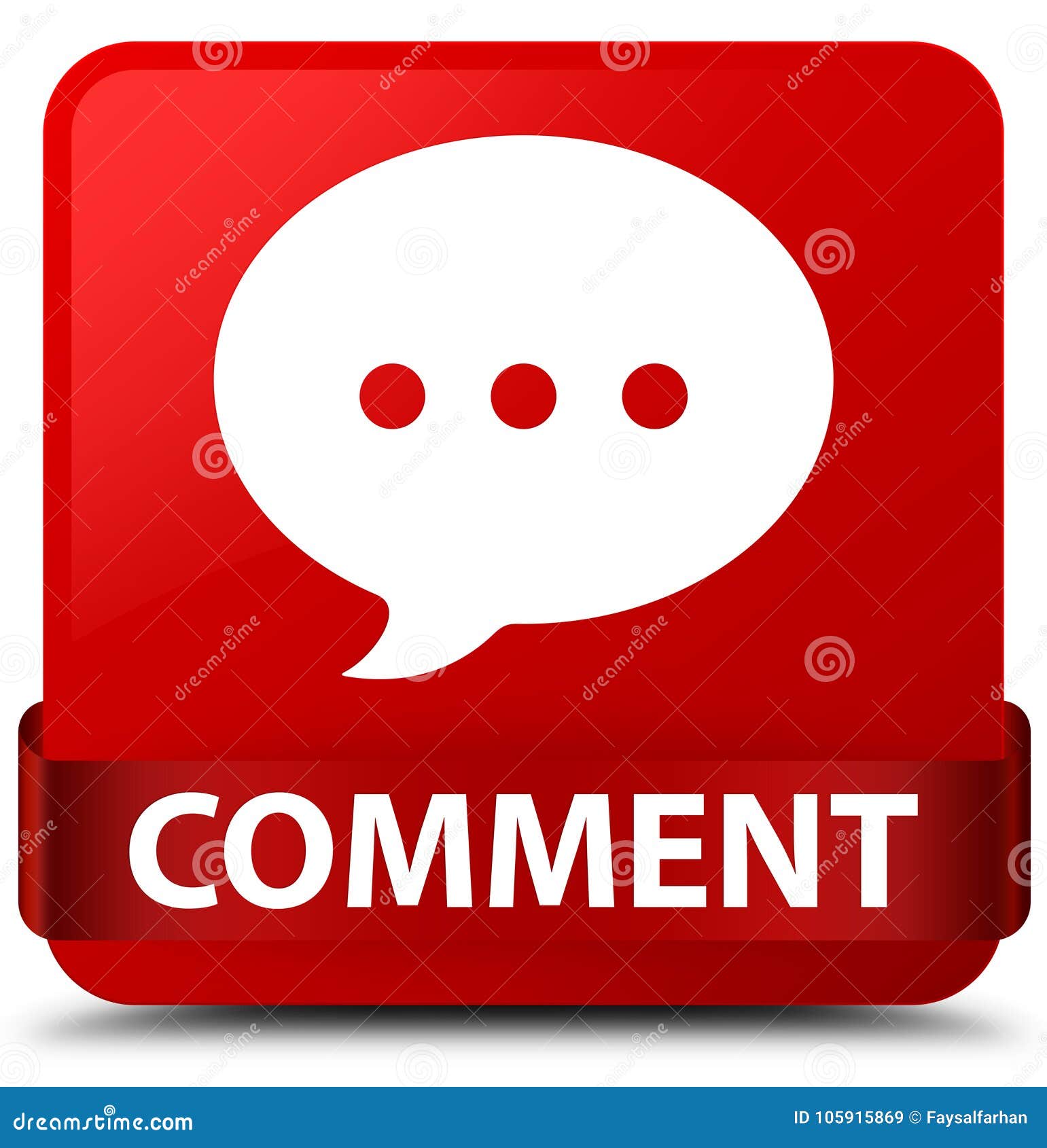 Comment (conversation Icon) Red Square Button Red Ribbon in Middle ...