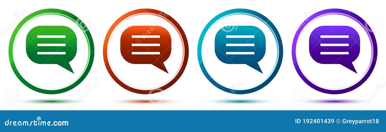 Comment Icon Artistic Frame Round Button Set Illustration Stock Vector ...