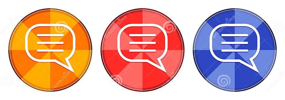 Comment Icon Burst Light Round Button Set Illustration Stock Vector ...