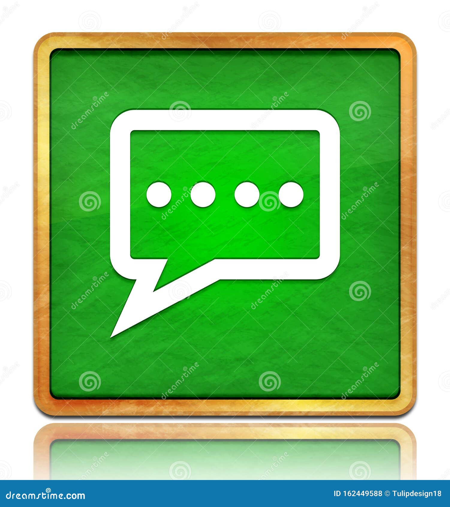 Comment Icon Chalk Board Green Square Button Slate Texture Wooden Frame ...