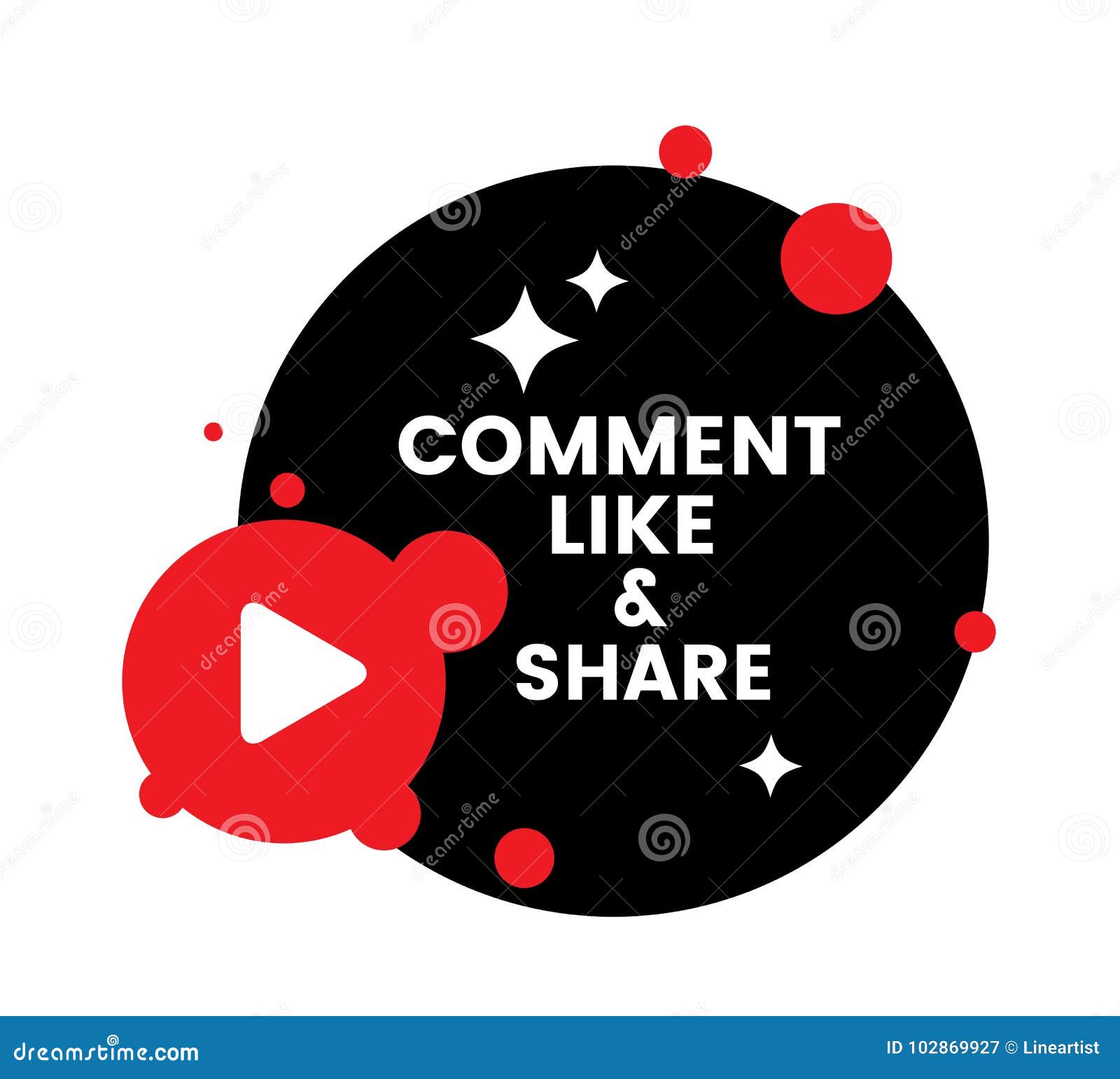 Comment, Like and Share Vector Banner for Channel and Websites Stock ...