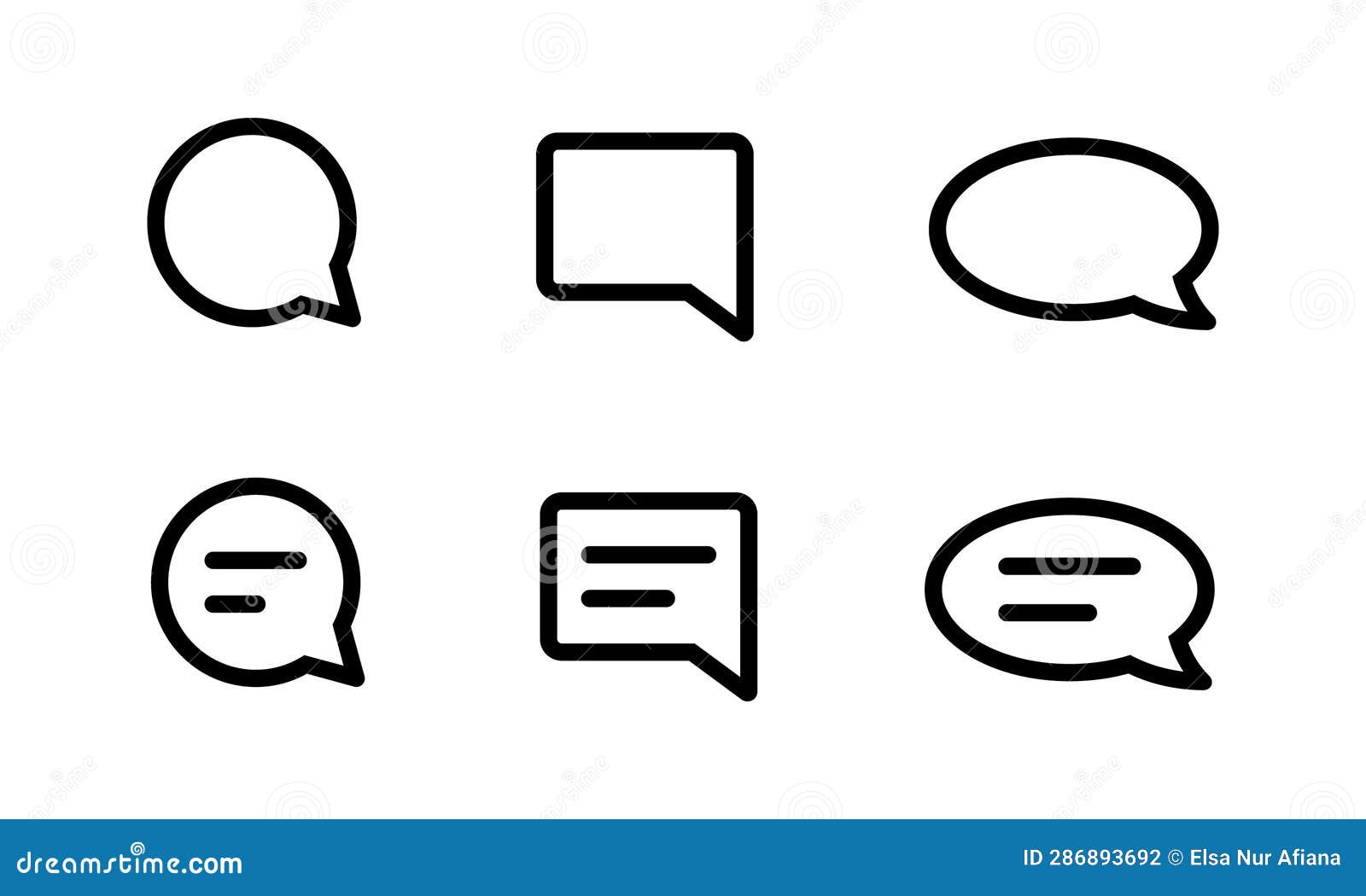 Comment, Message, Chat Icon Vector in Line Shape. Elements of Social ...