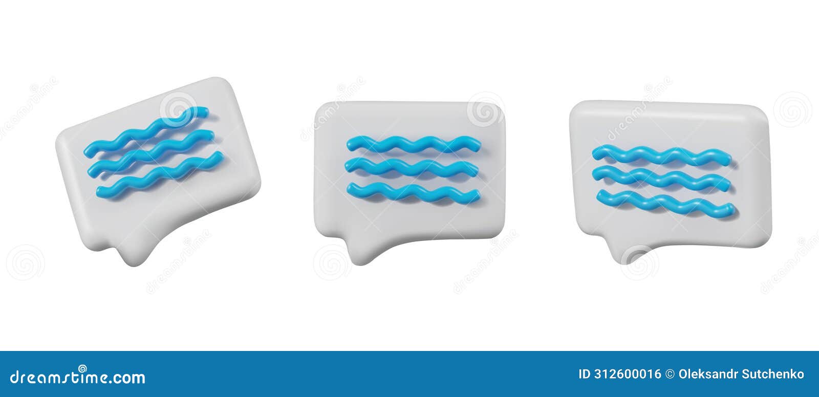 Comment, Message Sign with Blue Waves of Written Lines. Vector 3D ...