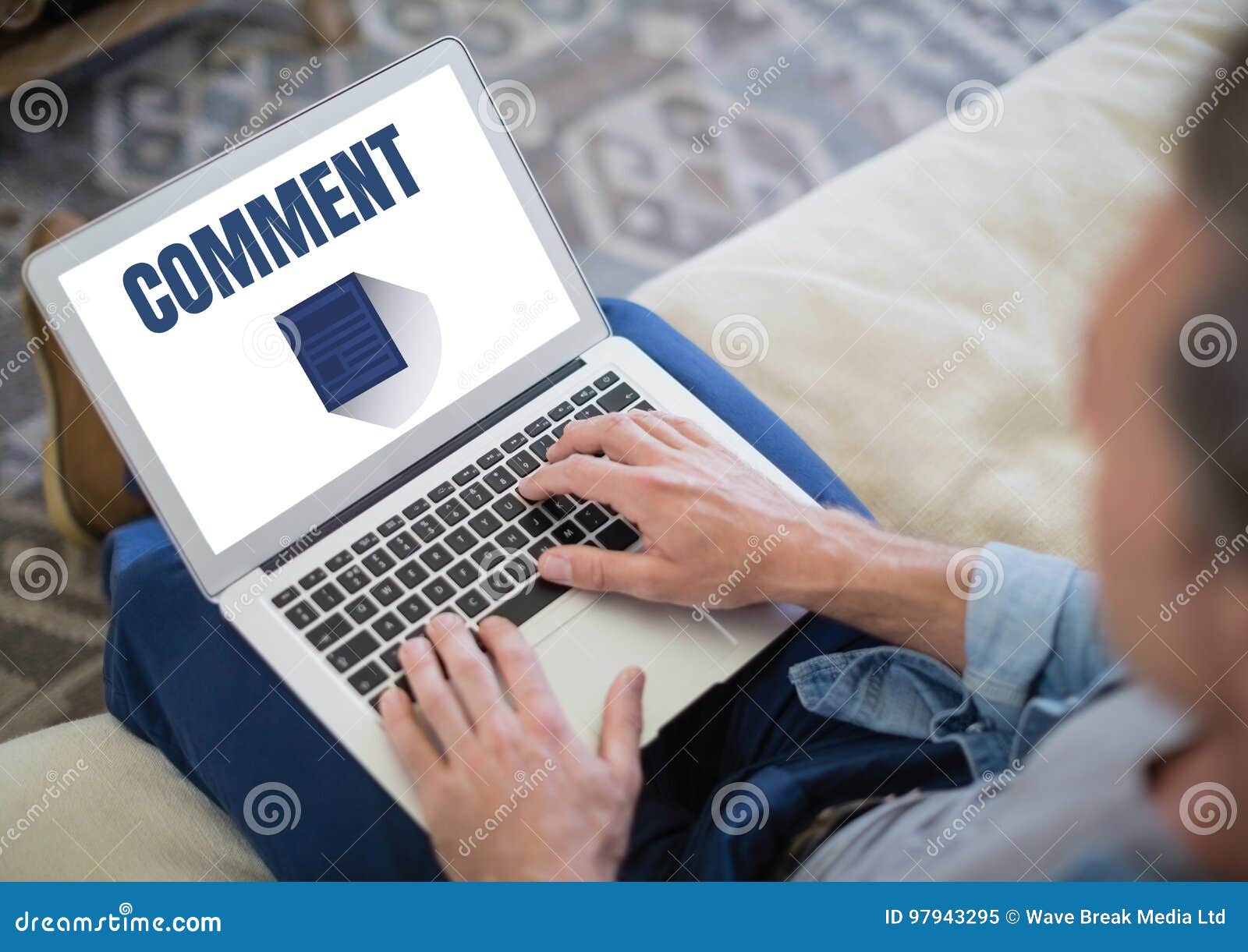 Comment Text and Graphic on Laptop Screen with Hands Stock Image ...