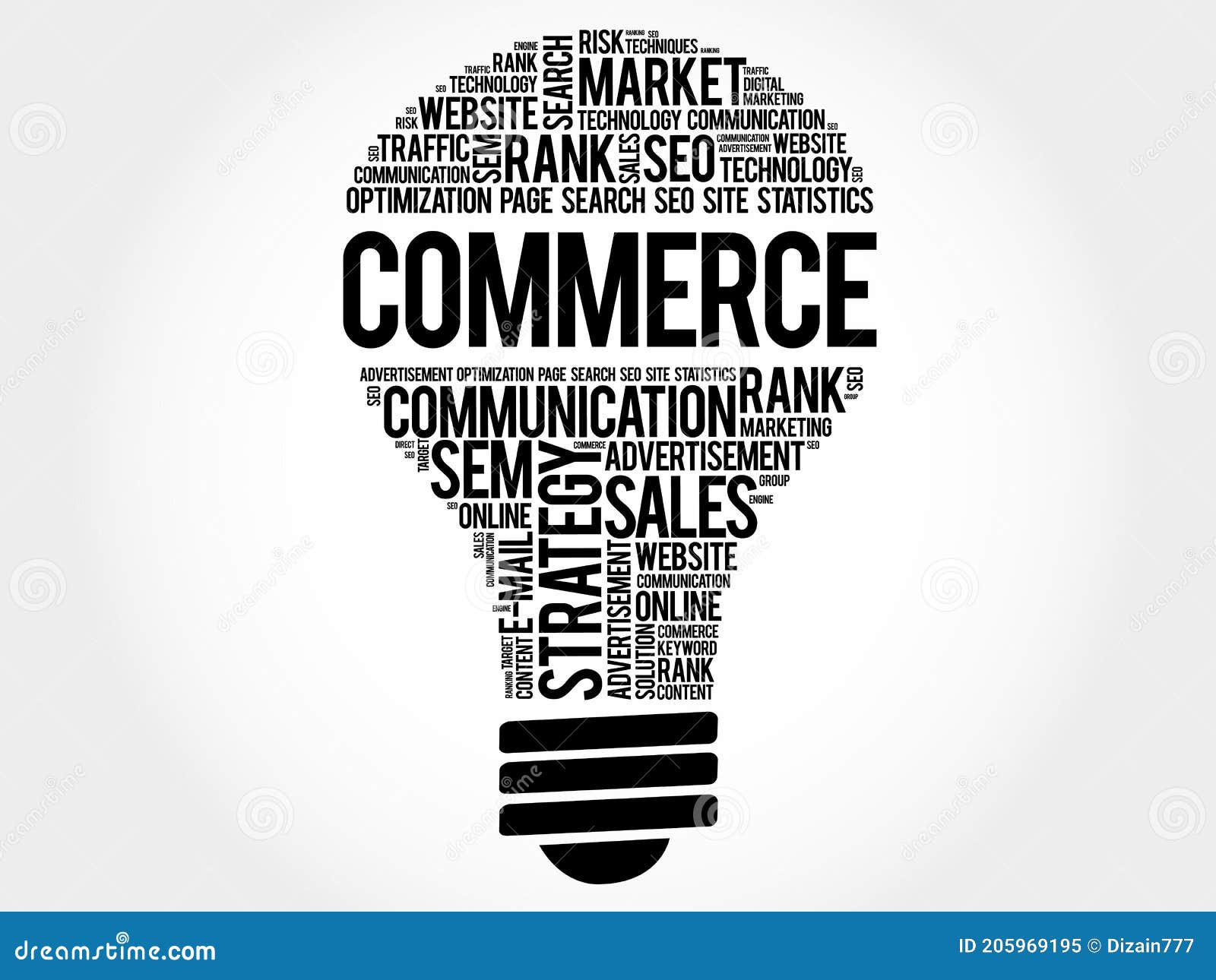 COMMERCE Bulb Word Cloud Collage Stock Image | CartoonDealer.com #205447603