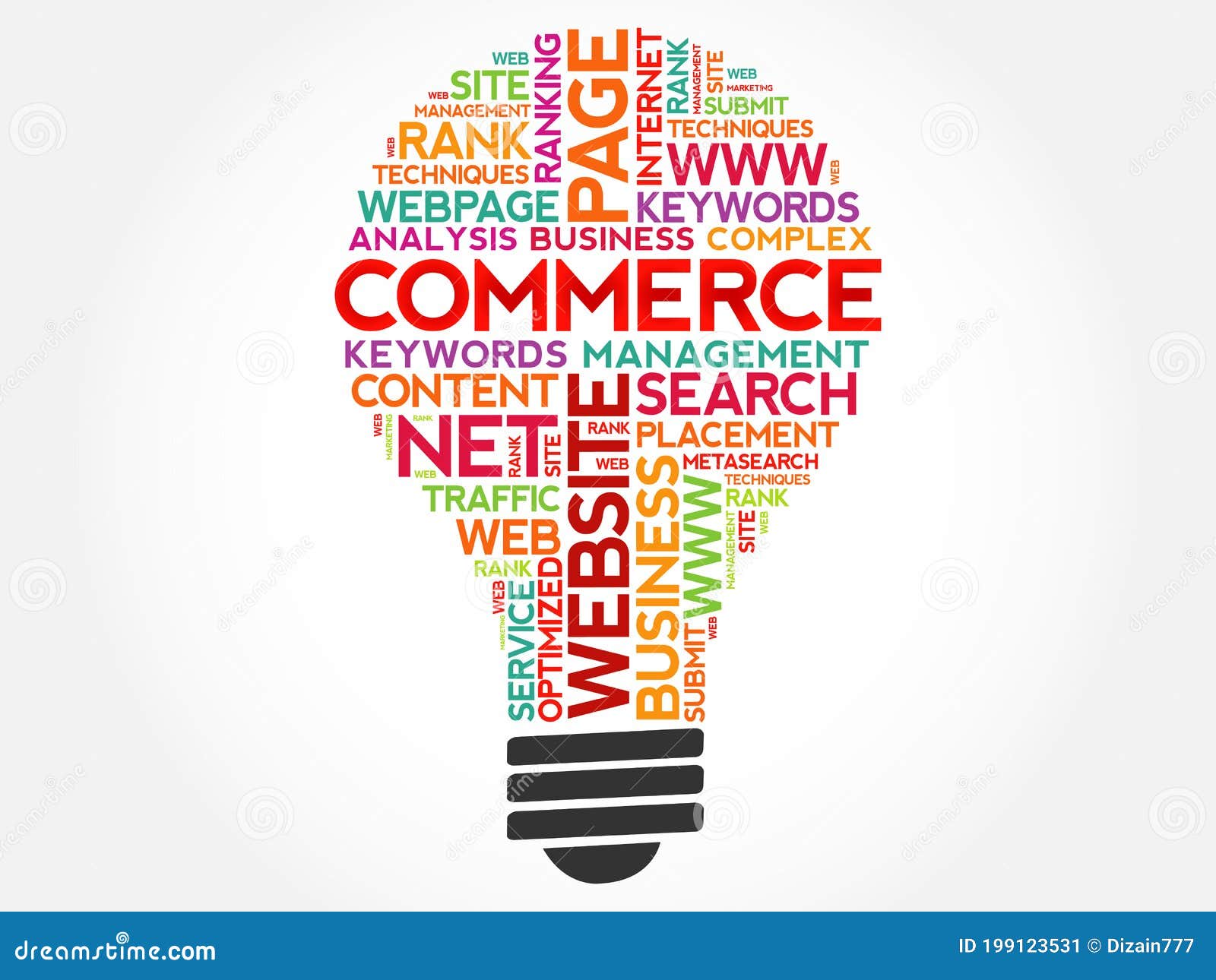 COMMERCE Bulb Word Cloud Collage Stock Image | CartoonDealer.com #205447603