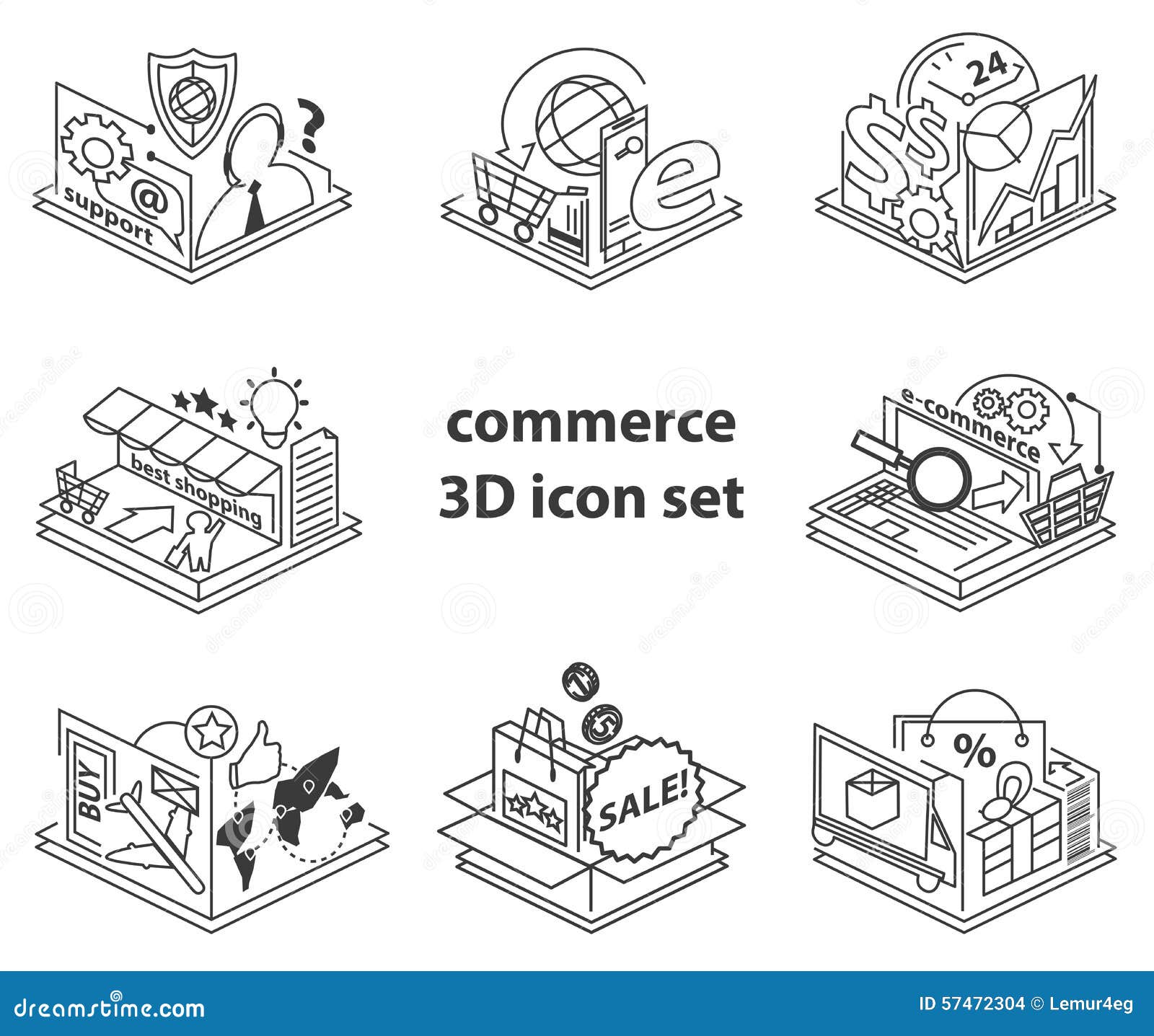 Commerce icon set stock vector. Illustration of advantageous - 57472304