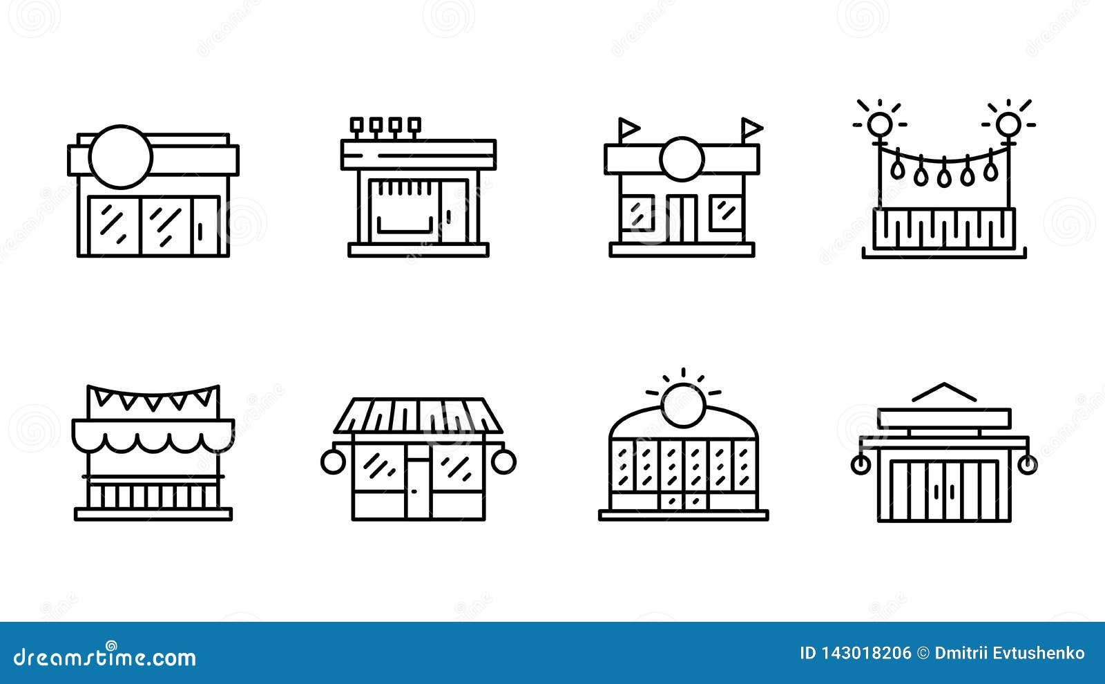 Commerce Store Front Outline Vector Icon Flat Stock Vector ...