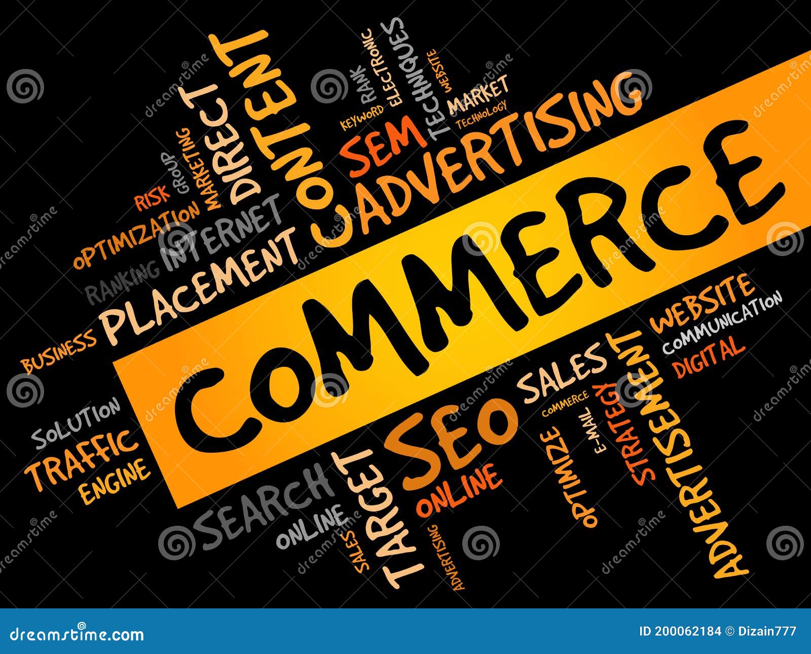 COMMERCE word cloud stock illustration. Illustration of business ...