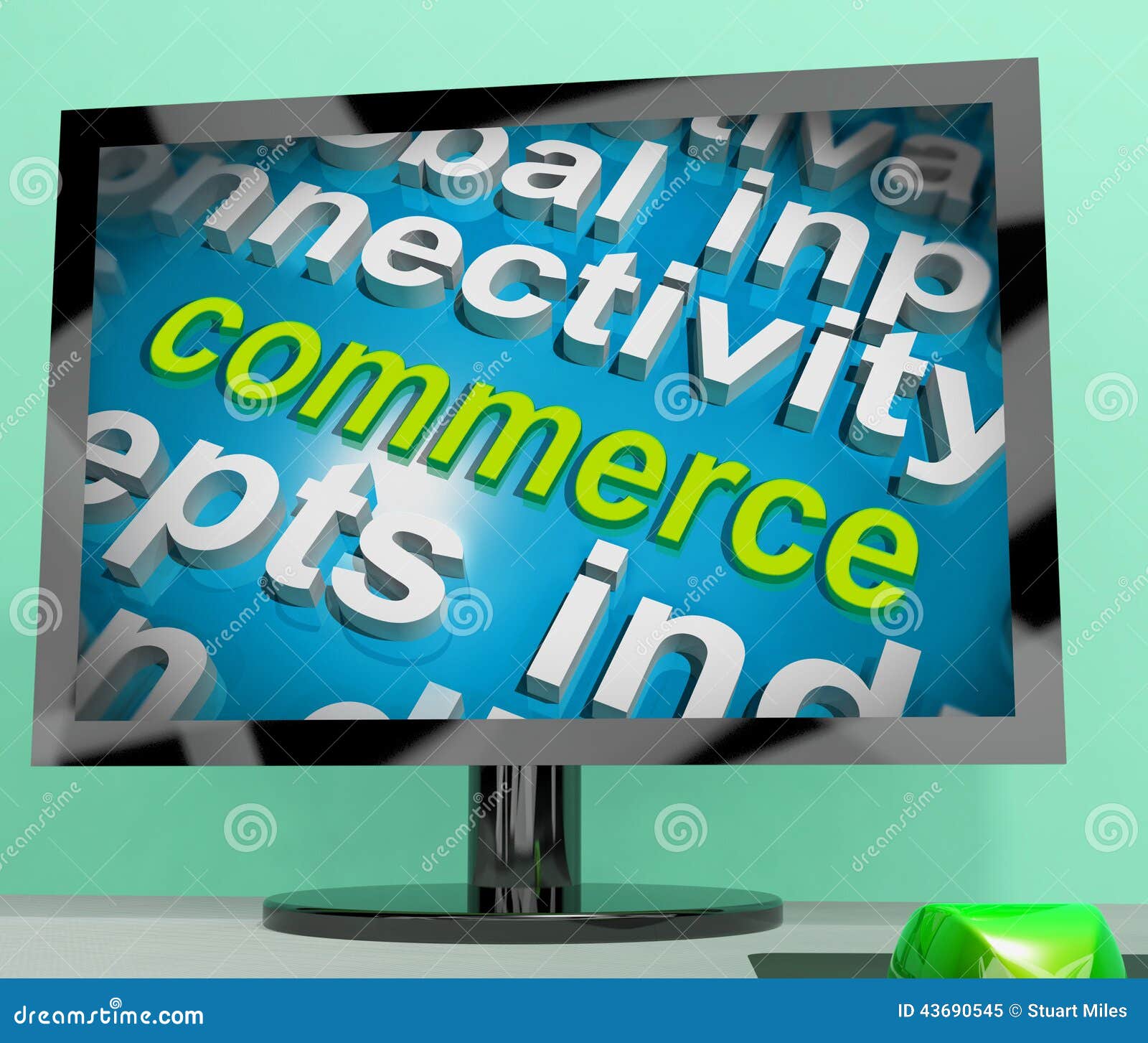 Commerce Word Cloud Screen Shows Commercial Activities Stock ...