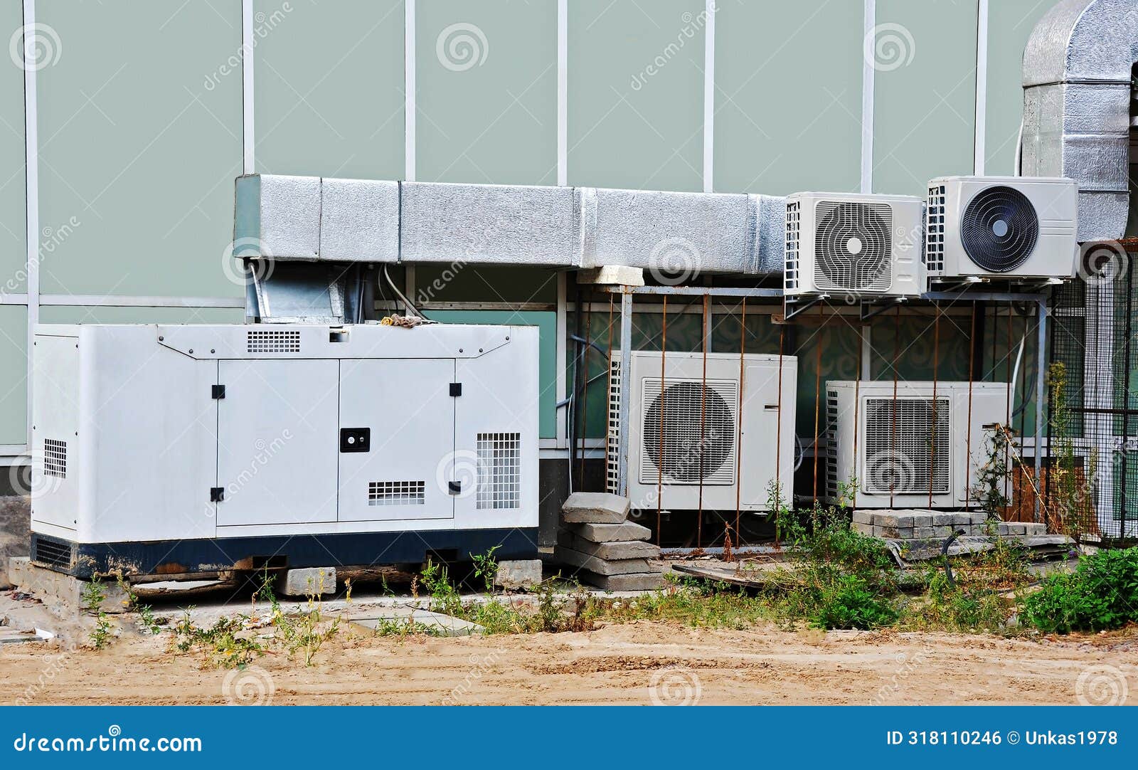HVAC system and generator stock photo. Image of compressor - 318110246