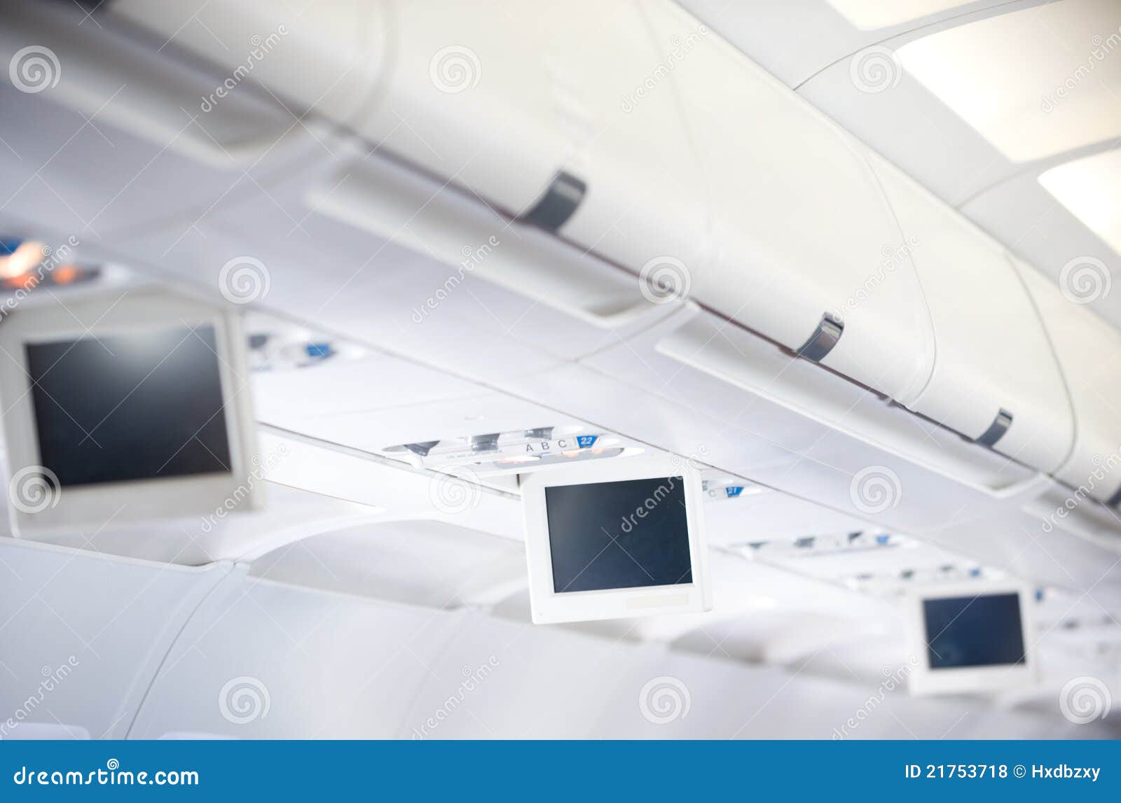 Commercial Aircraft Interior Stock Photo - Image of screen, movie: 21753718