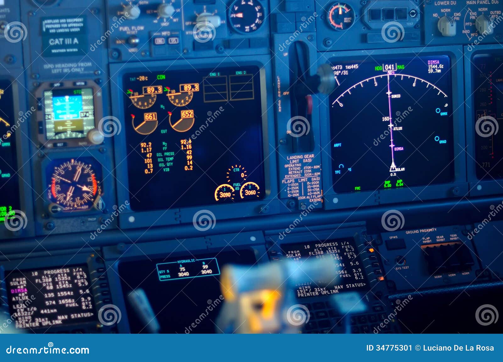 Commercial Aircraft Panel at Night Stock Image - Image of power, night ...