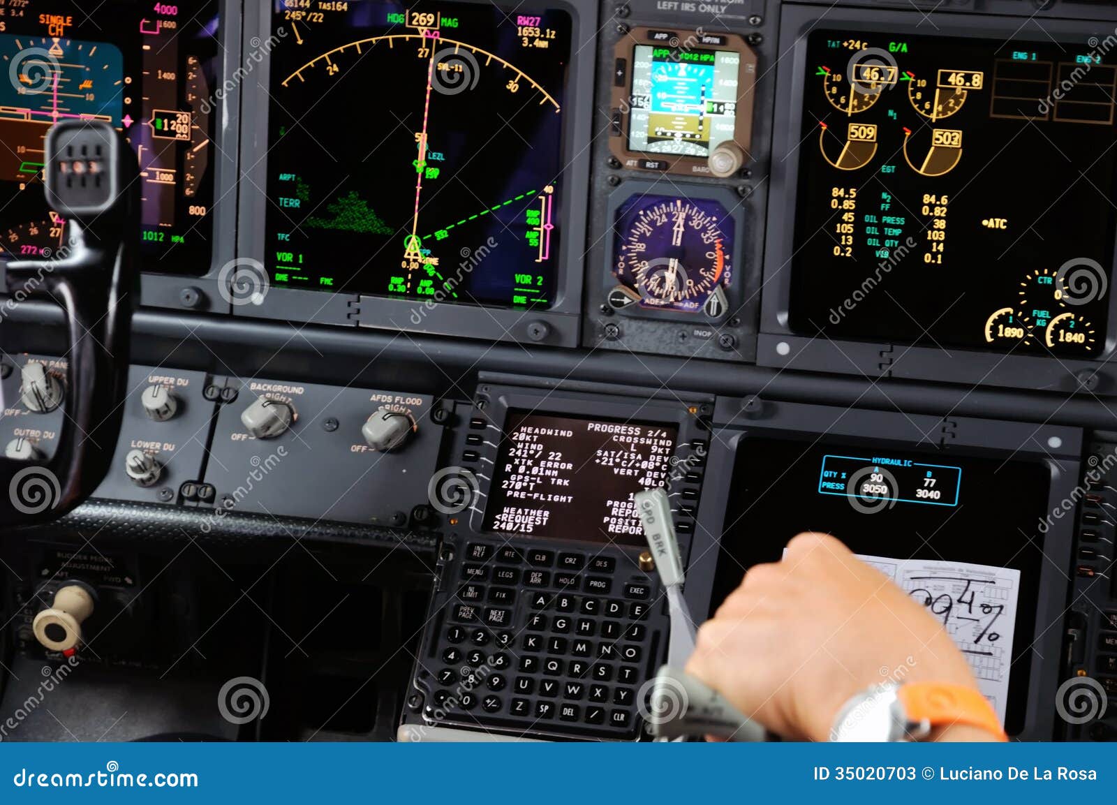 Commercial Aircraft Panel at Night Stock Image - Image of airplane ...