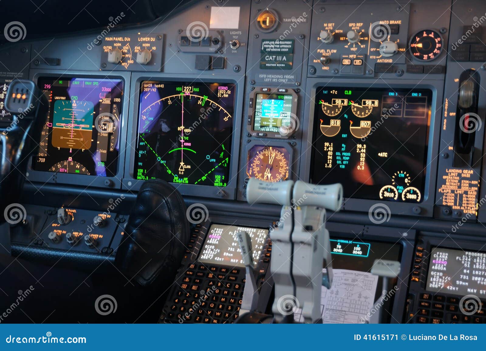 Commercial Aircraft Panel at Night Stock Image - Image of cabin, engine ...