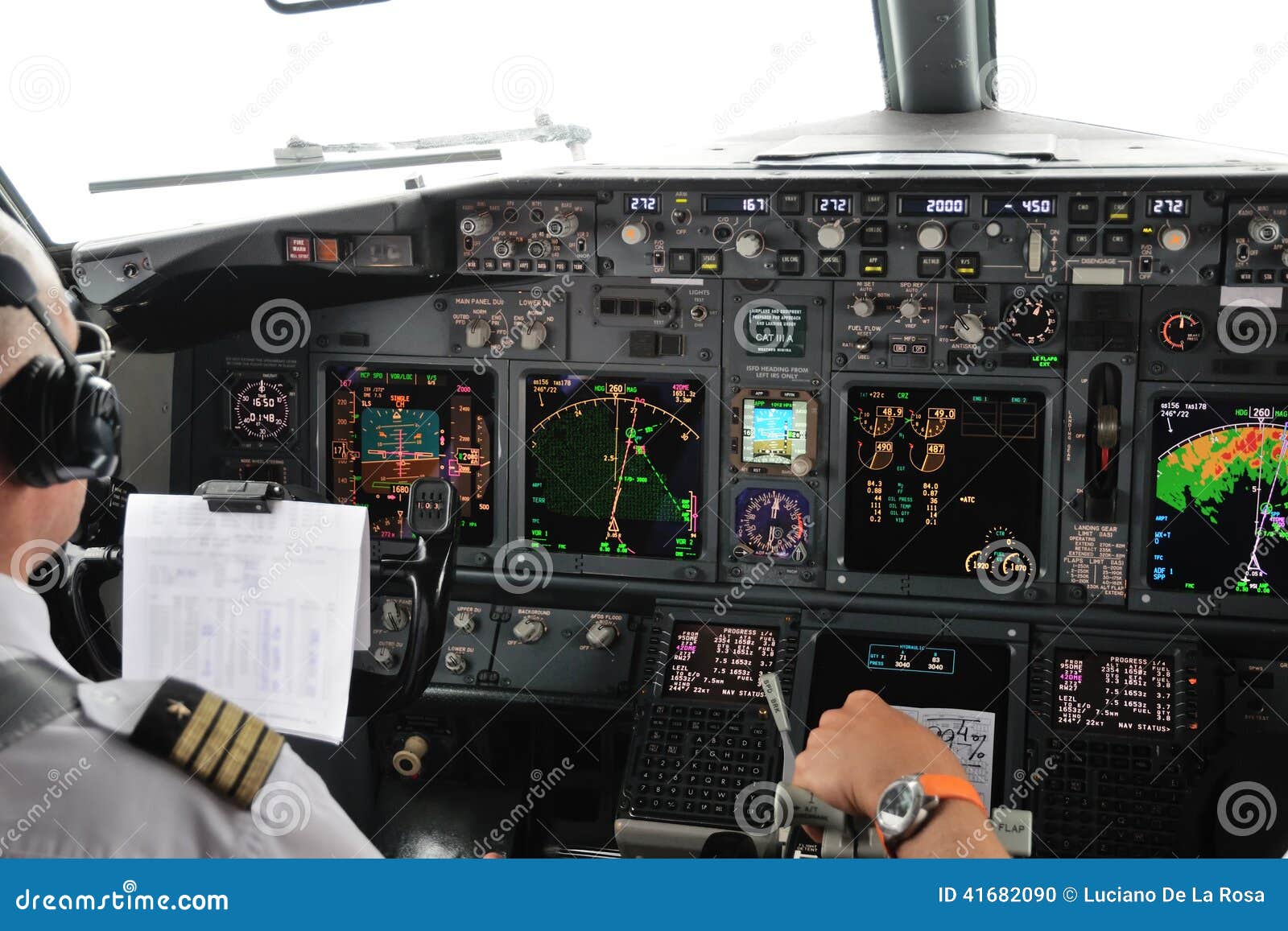 Commercial Aircraft Panel at Night Stock Photo - Image of instrument ...