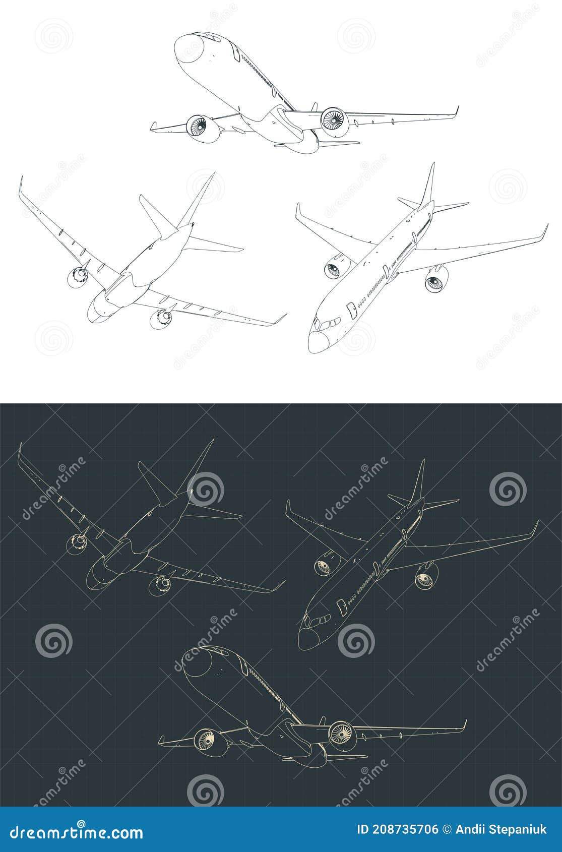 Commercial Airliner Drawings Stock Vector - Illustration of airplane ...