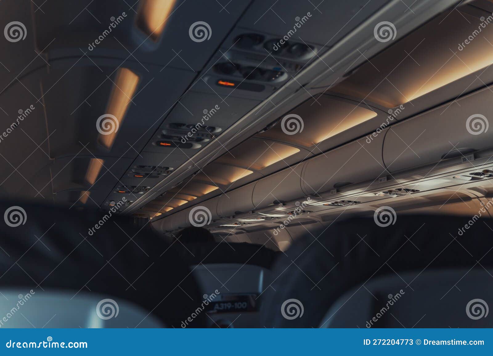 Commercial Airliner Showcasing the Overhead System Stock Image - Image ...