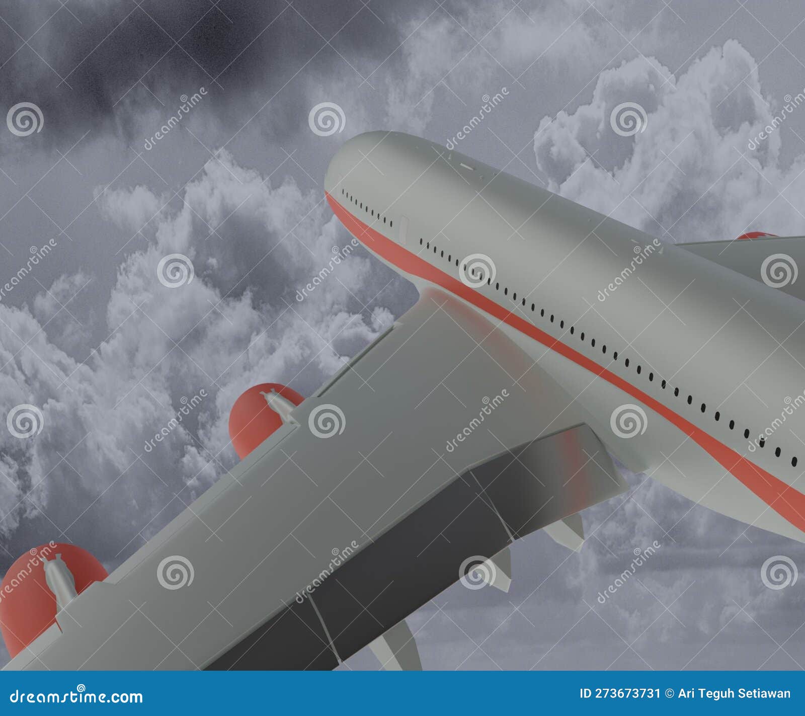 Commercial Airplane in the Bad Weather Stock Illustration ...
