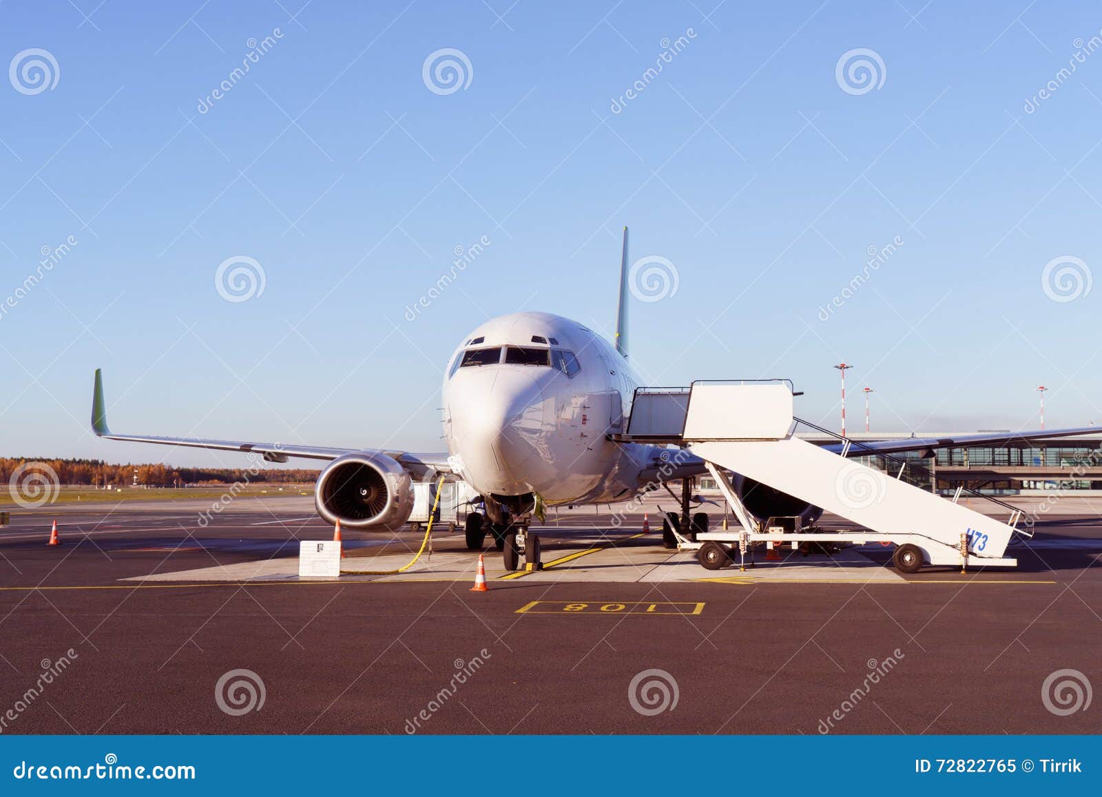 Commercial Airplane with Connected Boarding Ramp Stock Image - Image of ...