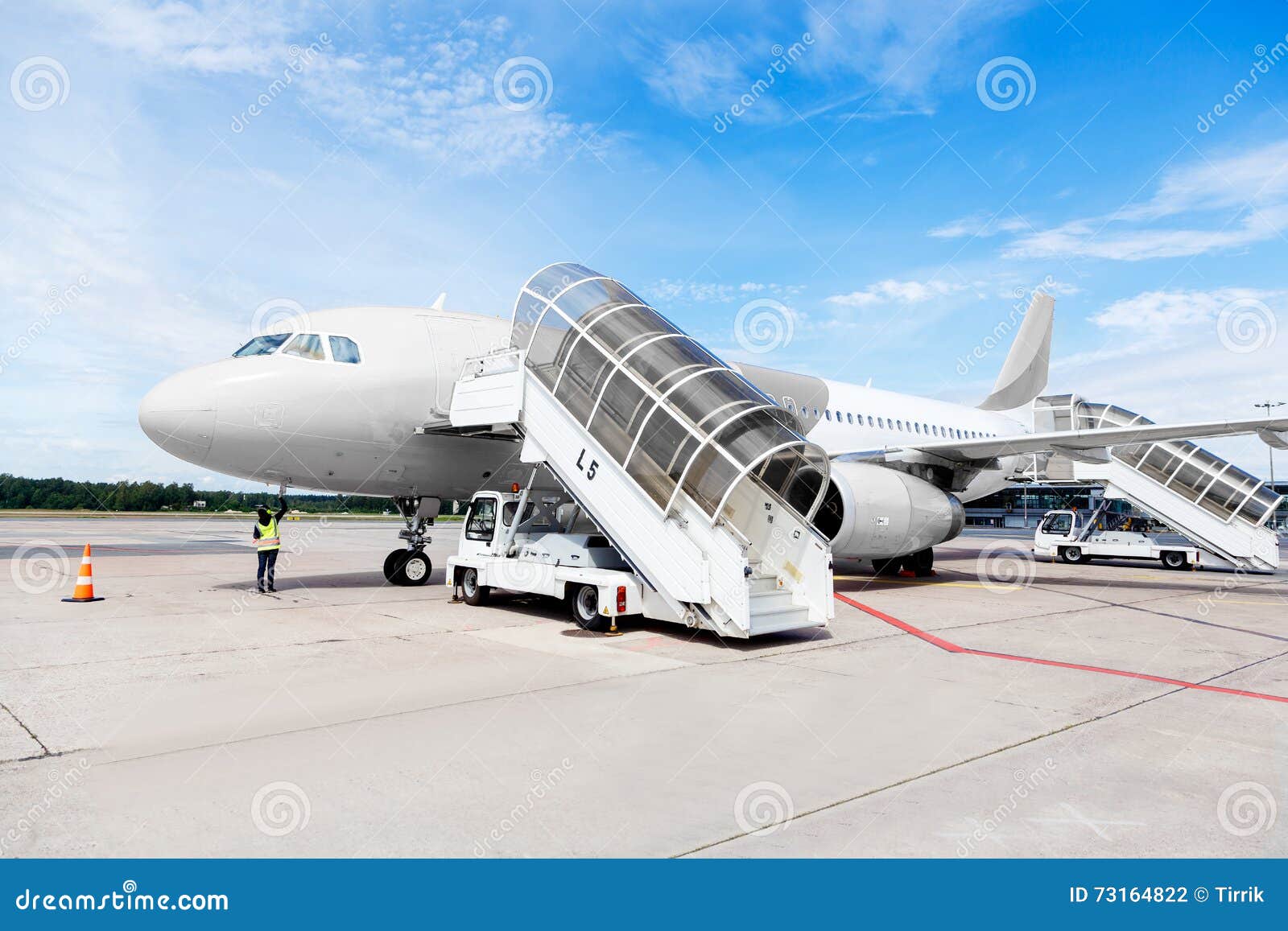 Commercial Airplane with Connected Boarding Ramp Stock Photo - Image of ...