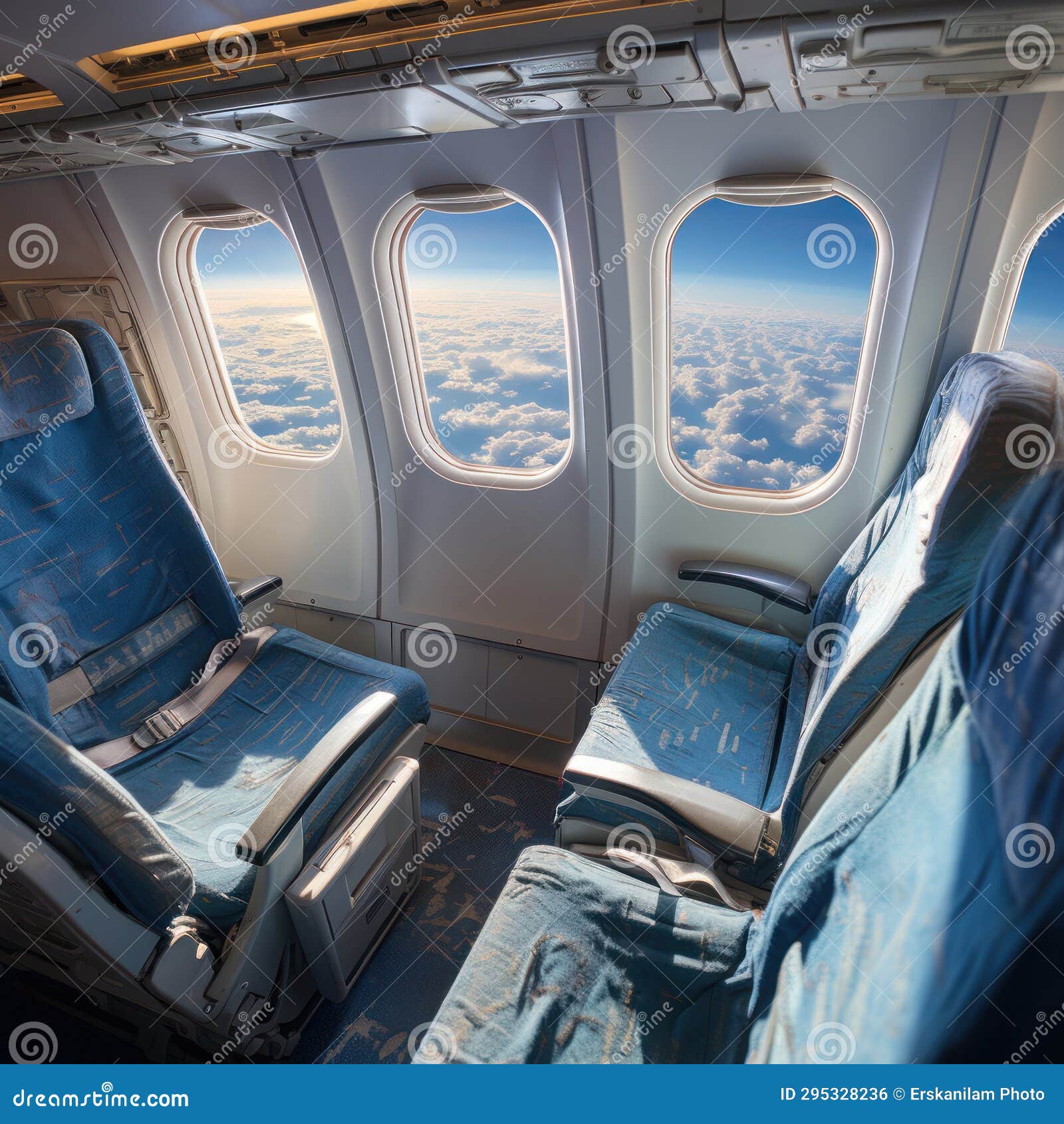 Commercial Airplane Flight Transport with Passenger Seat Interior with ...