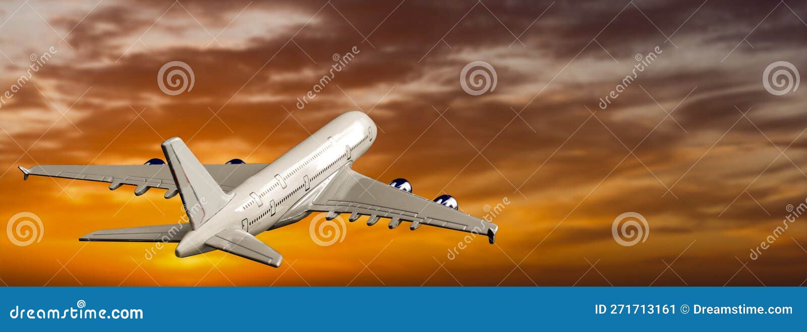 Commercial Airplane Flying Above Clouds in Dramatic Sunset Light. Very ...