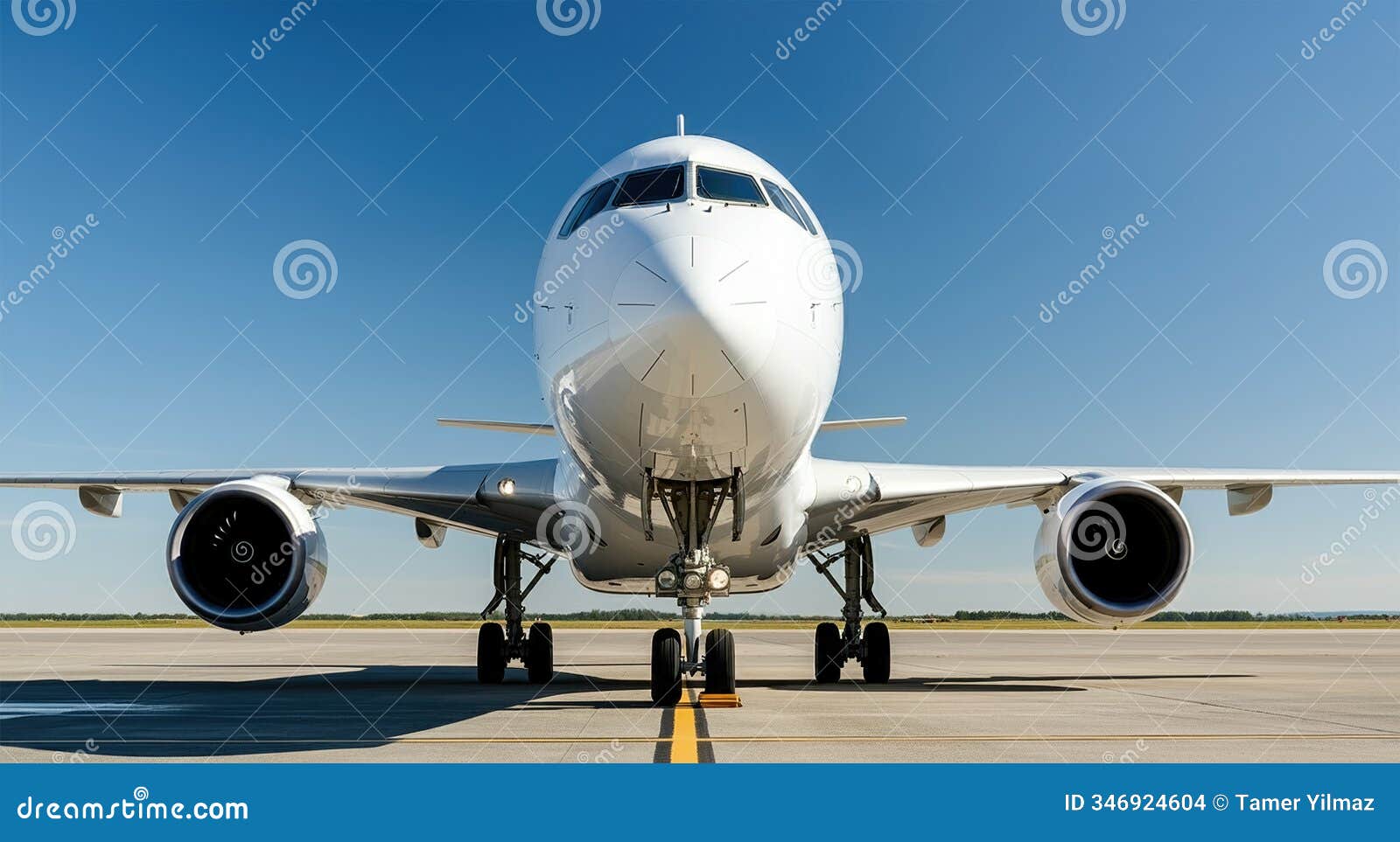 Commercial Airplane Front View Stock Illustration - Illustration of ...