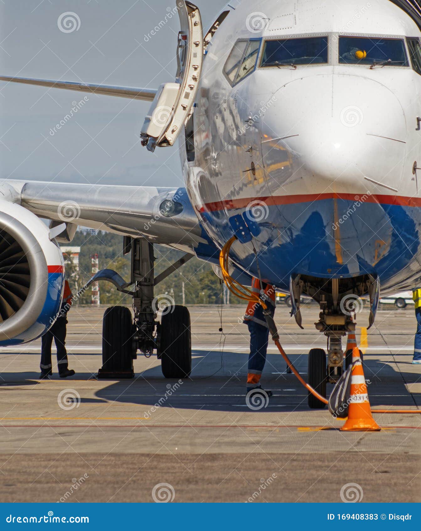 Commercial Airplane Getting Ready for Flight Stock Image - Image of ...