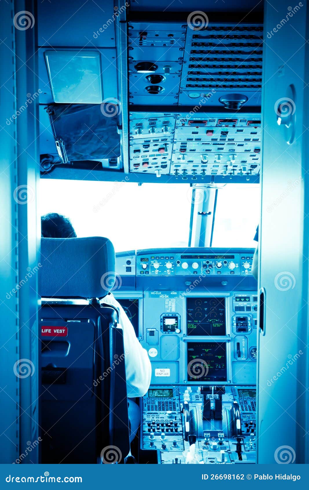 Commercial Airplane Interior Cockpit Stock Photo - Image of airborne ...