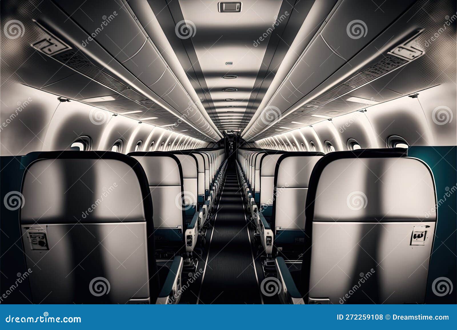 Commercial Airplane Interior with Seats in a Row. Generative Ai Stock ...