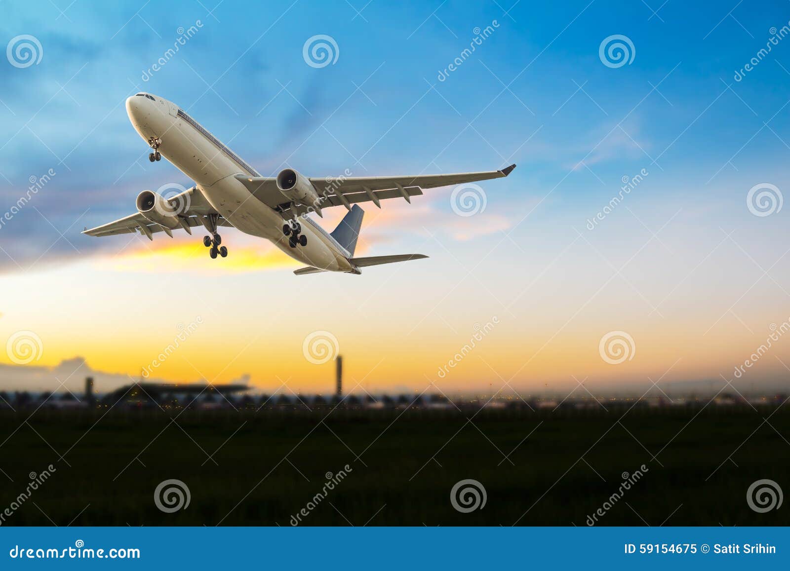 Commercial Airplane Take Off Stock Image - Image of business, speed ...