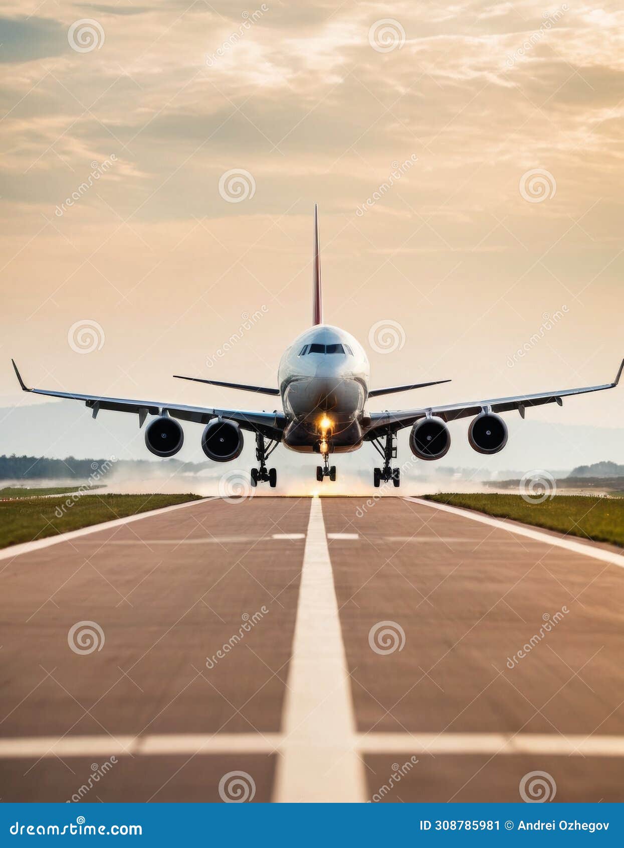 Commercial Airplane Takes Off Over the Runway Stock Image - Image of ...