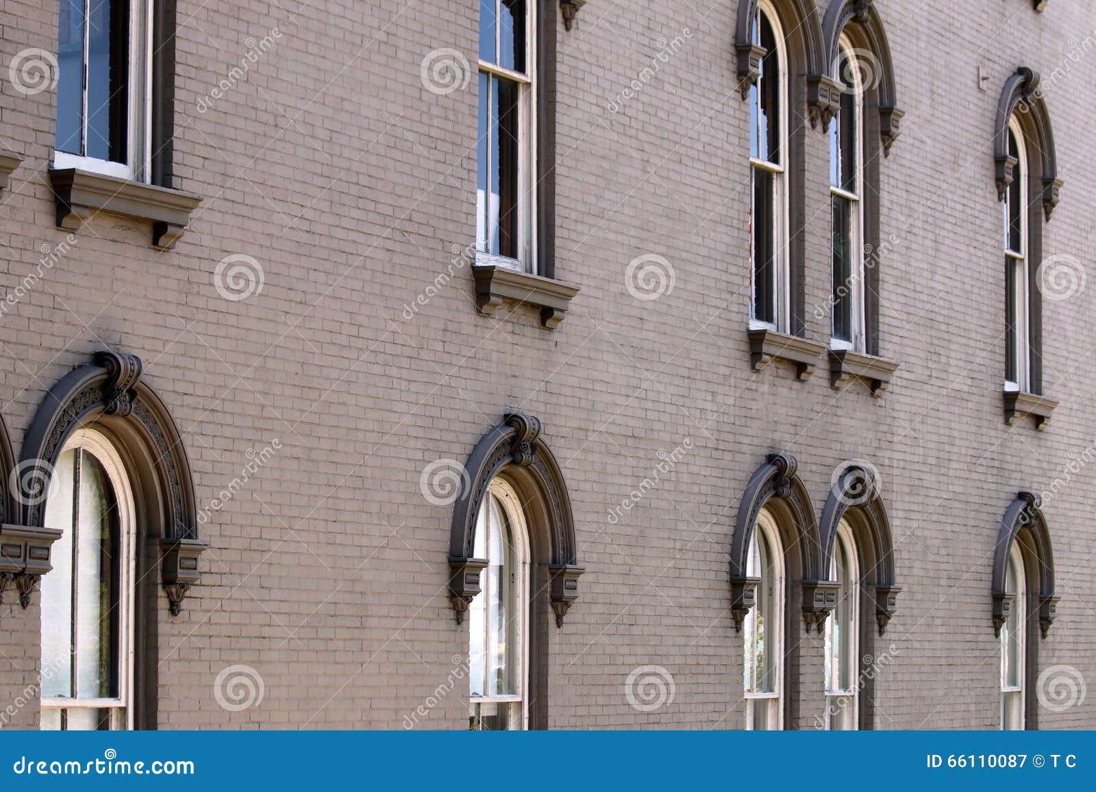 Commercial Brick Building with Windows Exterior Stock Image - Image of ...