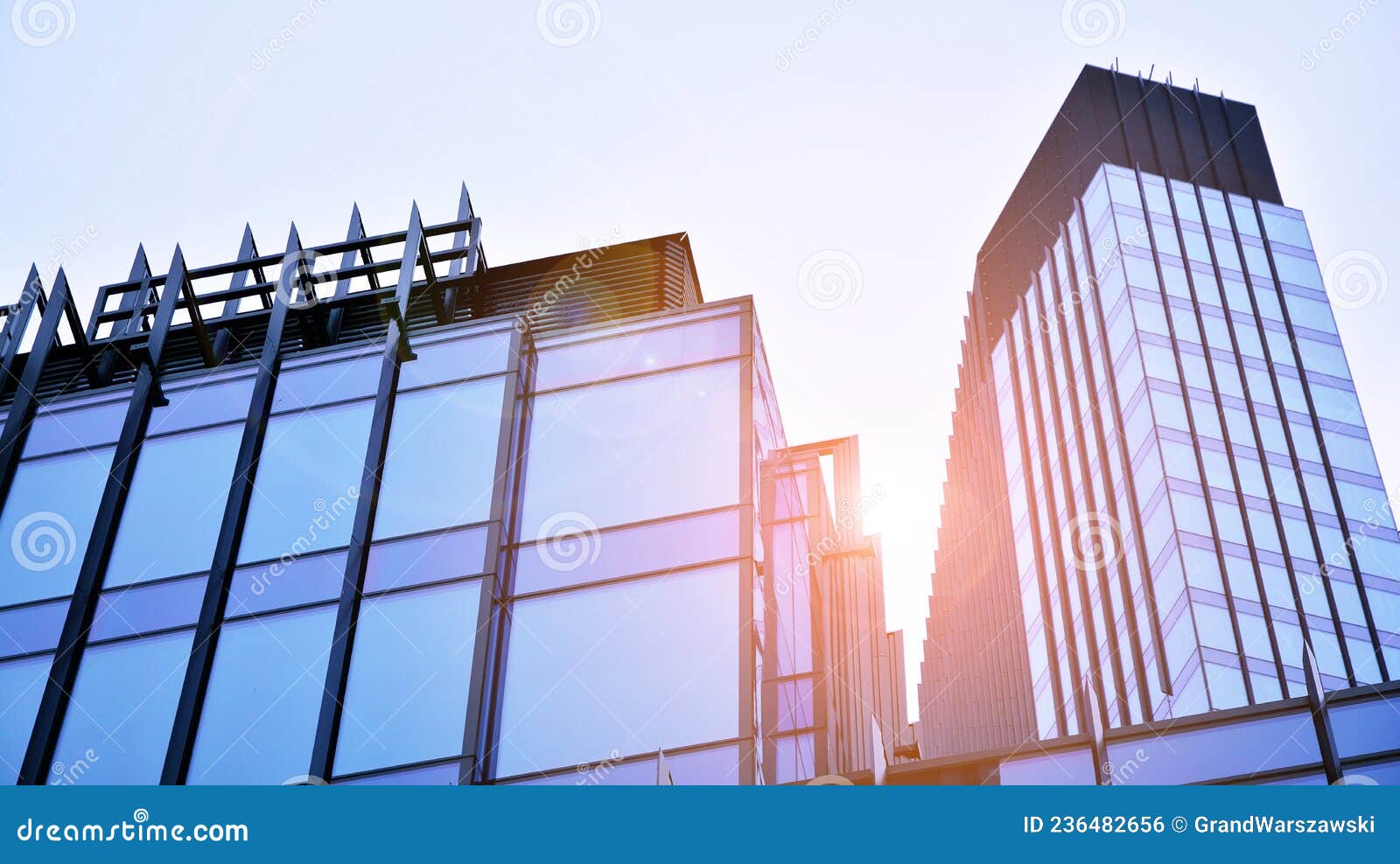 Commercial Building Close Up in Blue Tone. Stock Photo - Image of ...