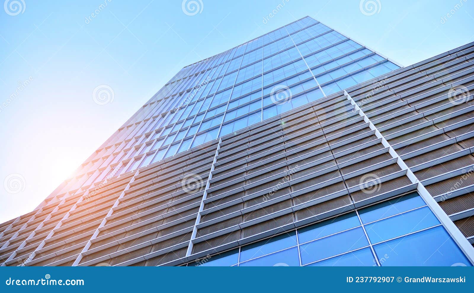 Commercial Building Close Up in Blue Tone. Stock Image - Image of ...