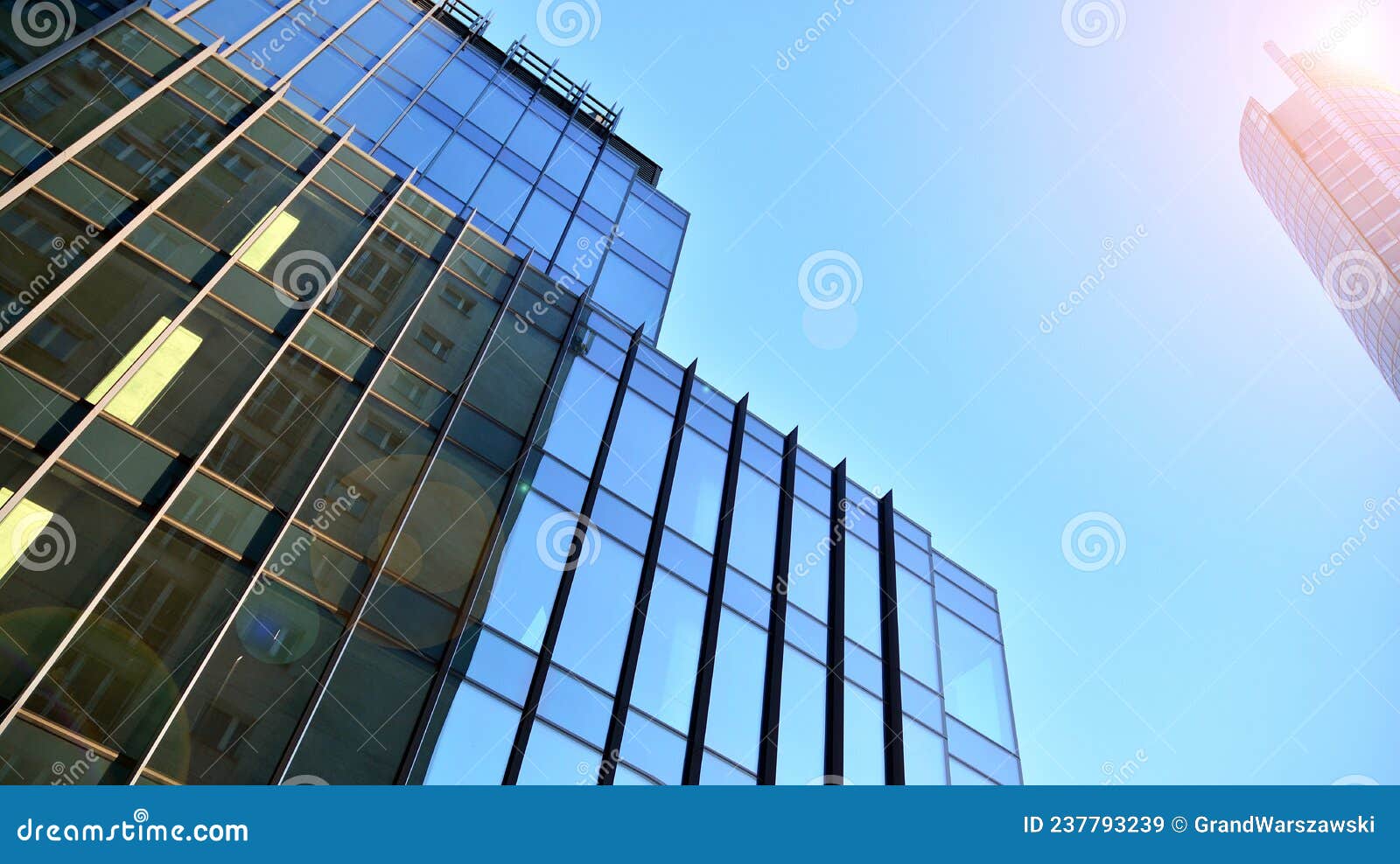Commercial Building Close Up in Blue Tone. Stock Image - Image of blue ...