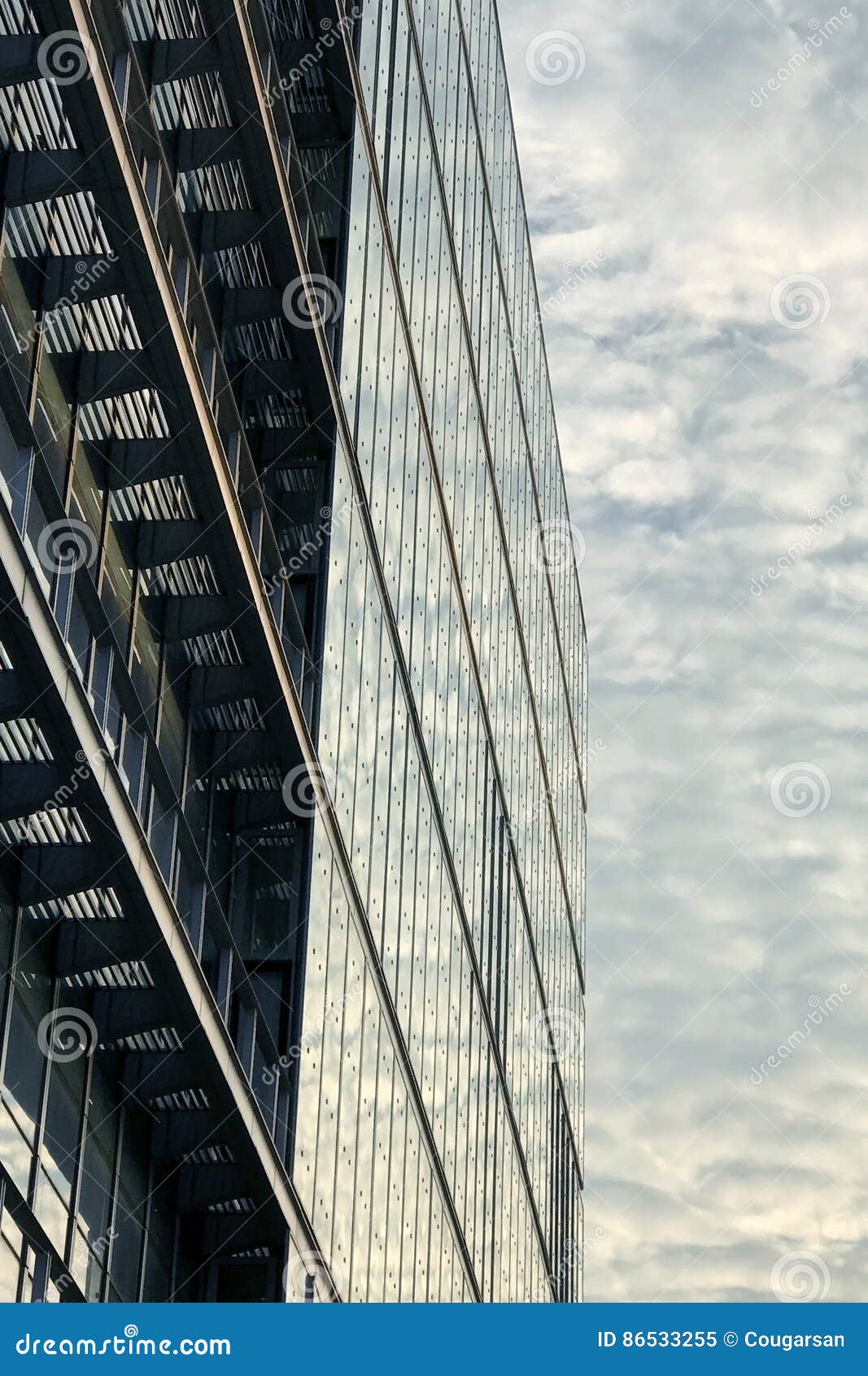 Commercial Building with Cloud Reflection on Window Stock Image - Image ...