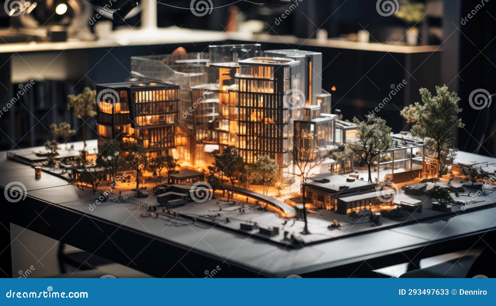 Commercial Building Complex Miniature Model Stock Illustration ...