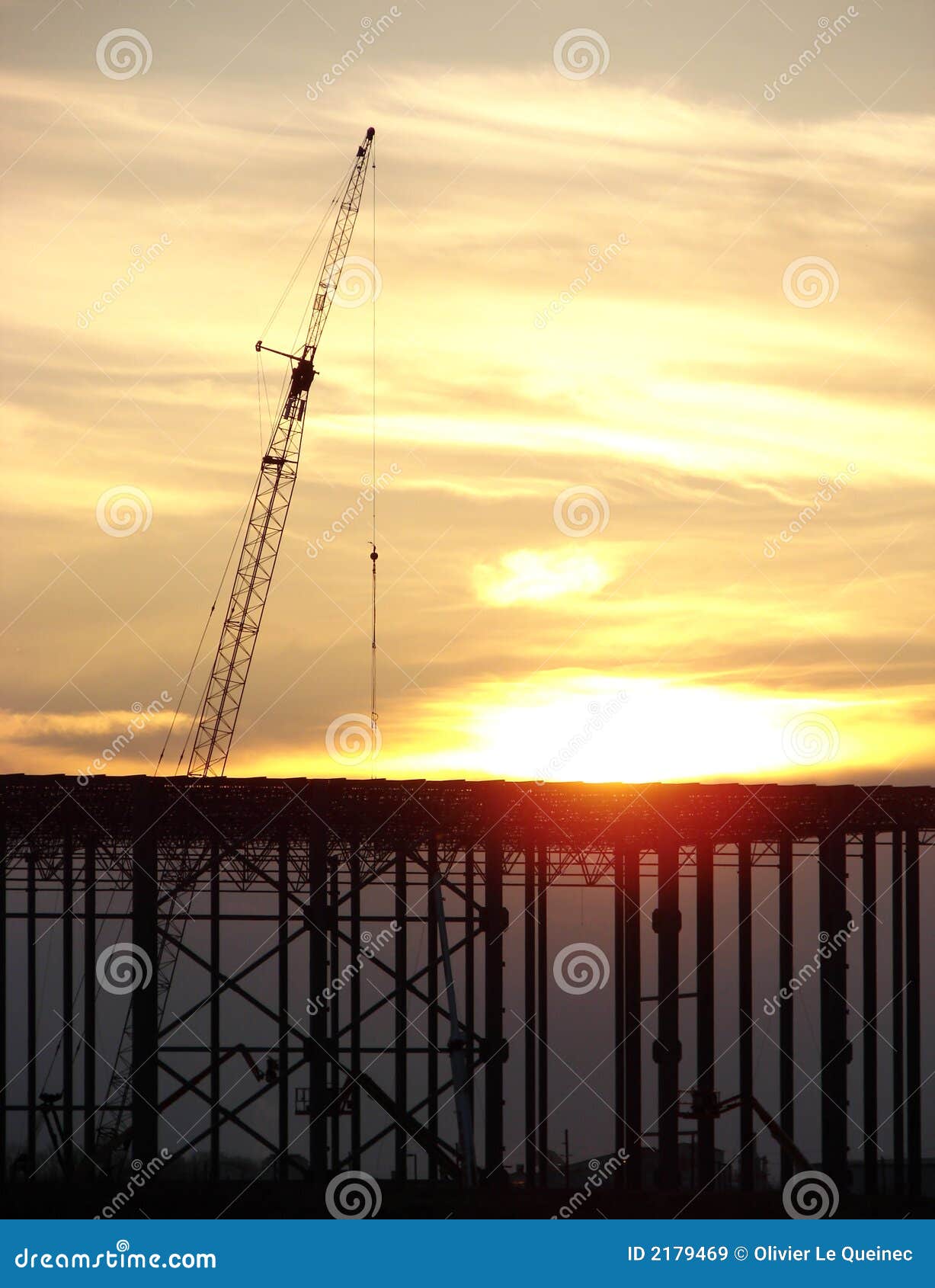 Commercial Building Construction at Sunset Stock Image - Image of ...