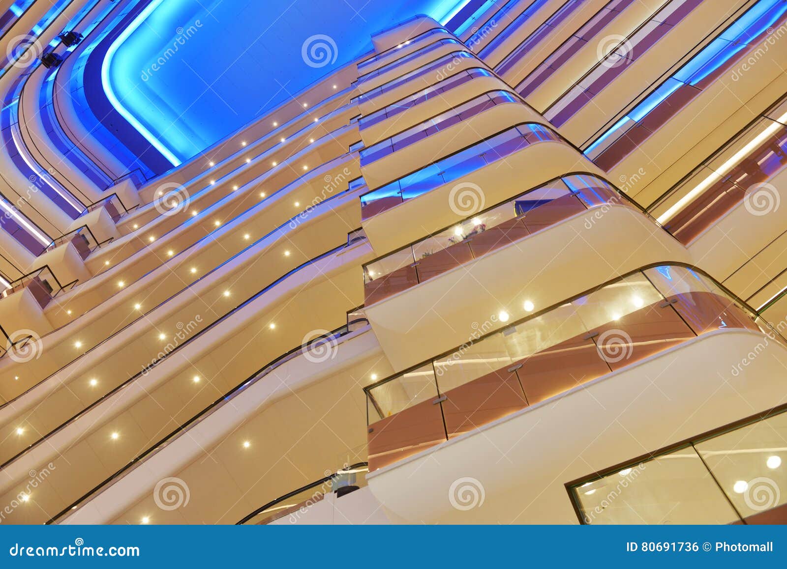 Commercial Building Interior Stock Photo - Image of geometric, blue ...